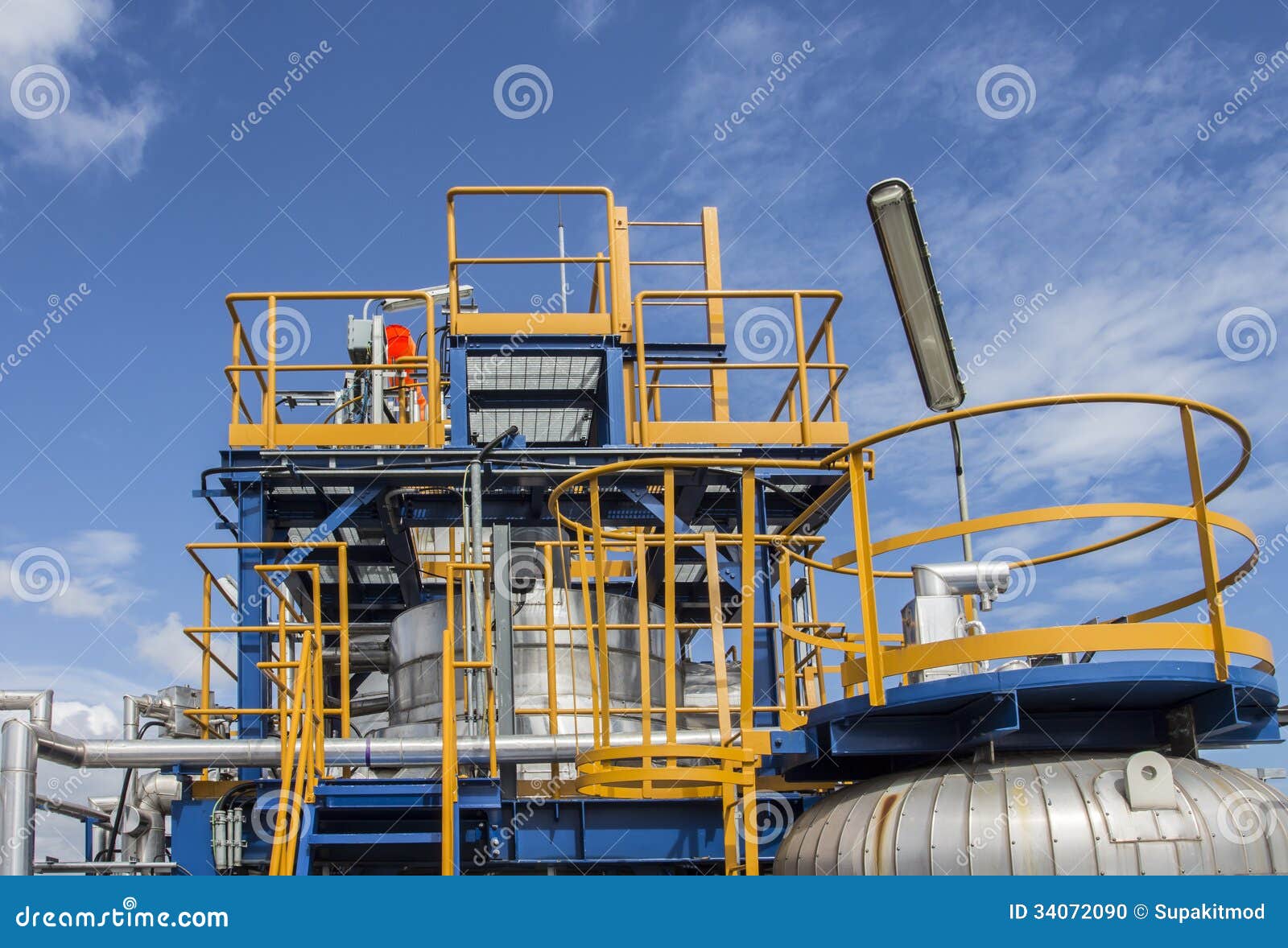 Blue structure in factory stock photo. Image of tower - 34072090
