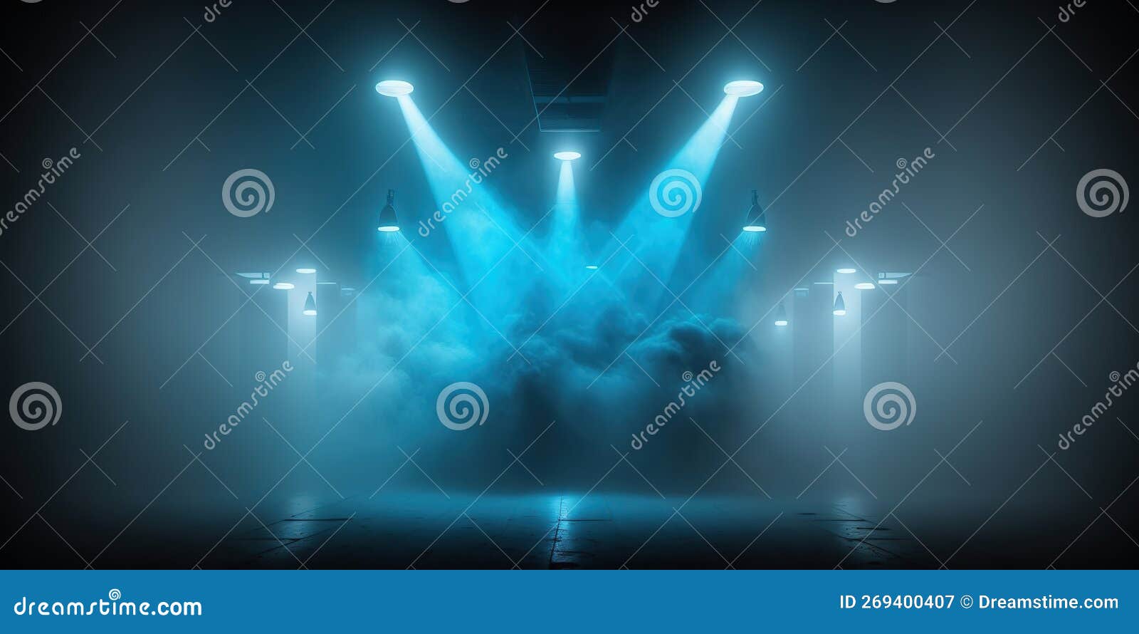 Blue Studio with a Background of Blue Neon Fog, Generative AI Stock ...