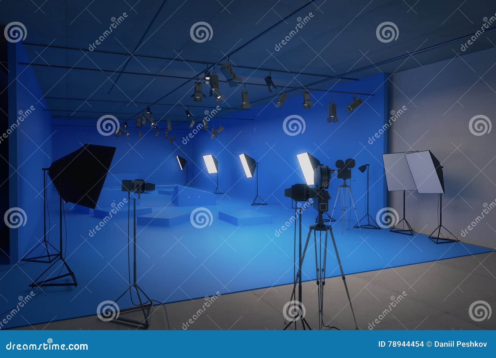 Blue studio stock illustration. Illustration of equipment - 78944454