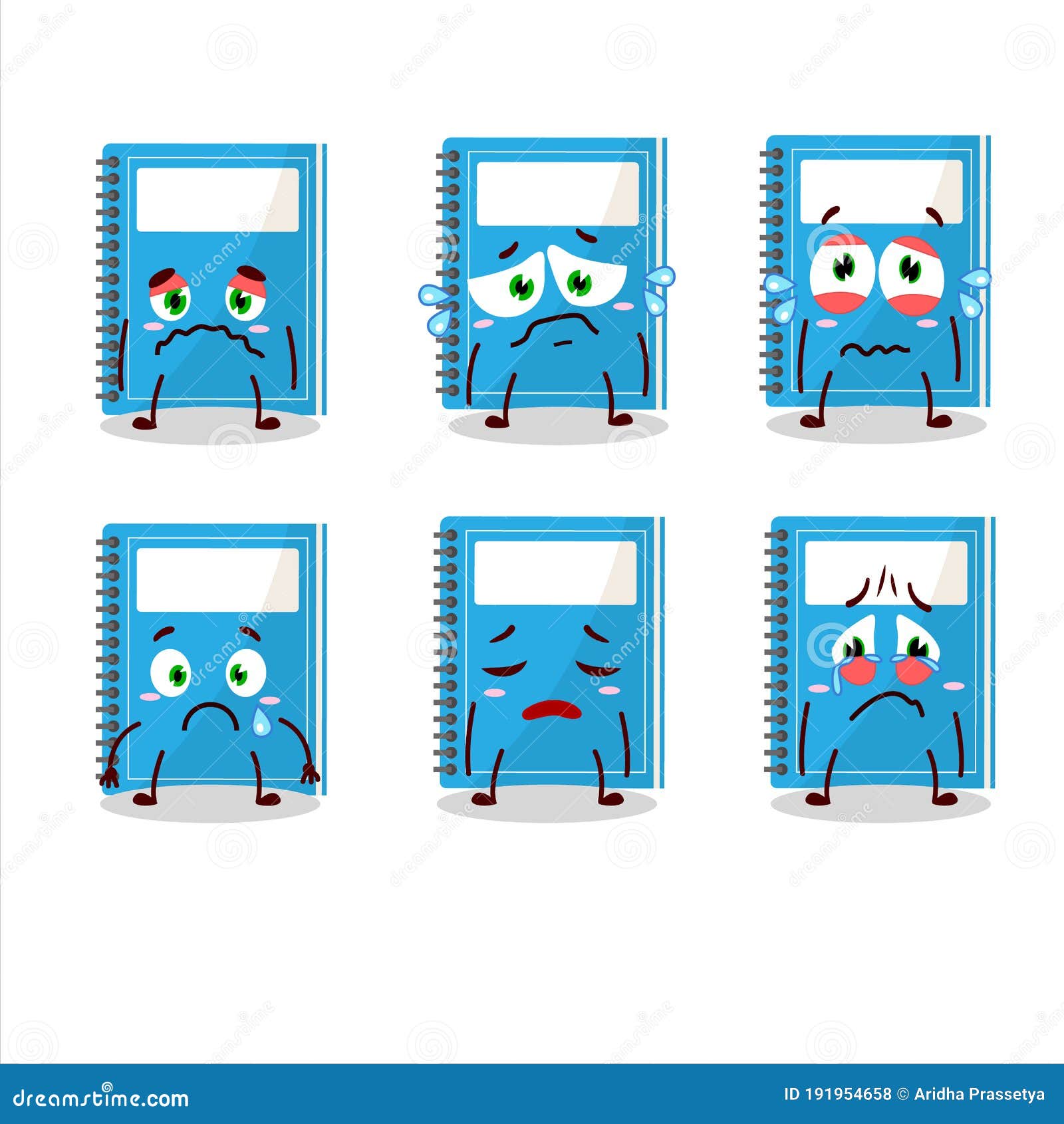 Blue Study Book Cartoon Character with Sad Expression Stock Vector ...