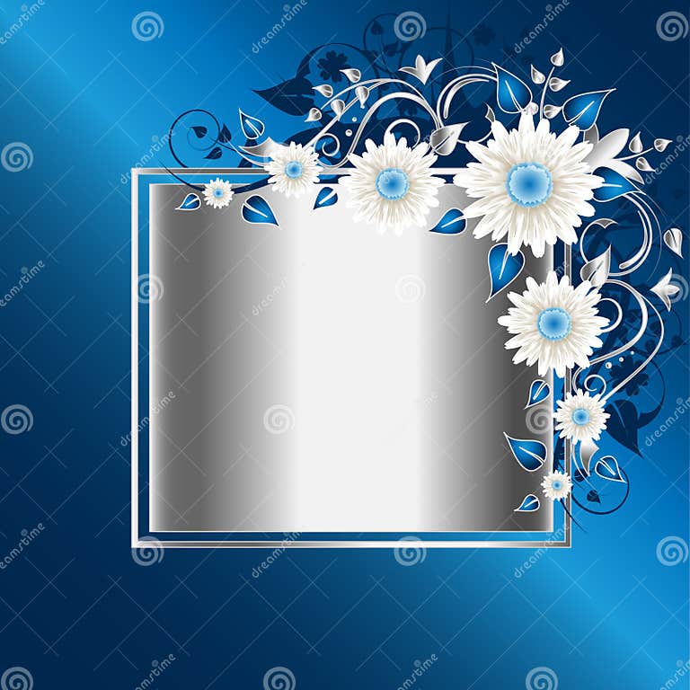 Blue Stylish Floral Frame stock vector. Illustration of light - 10102673