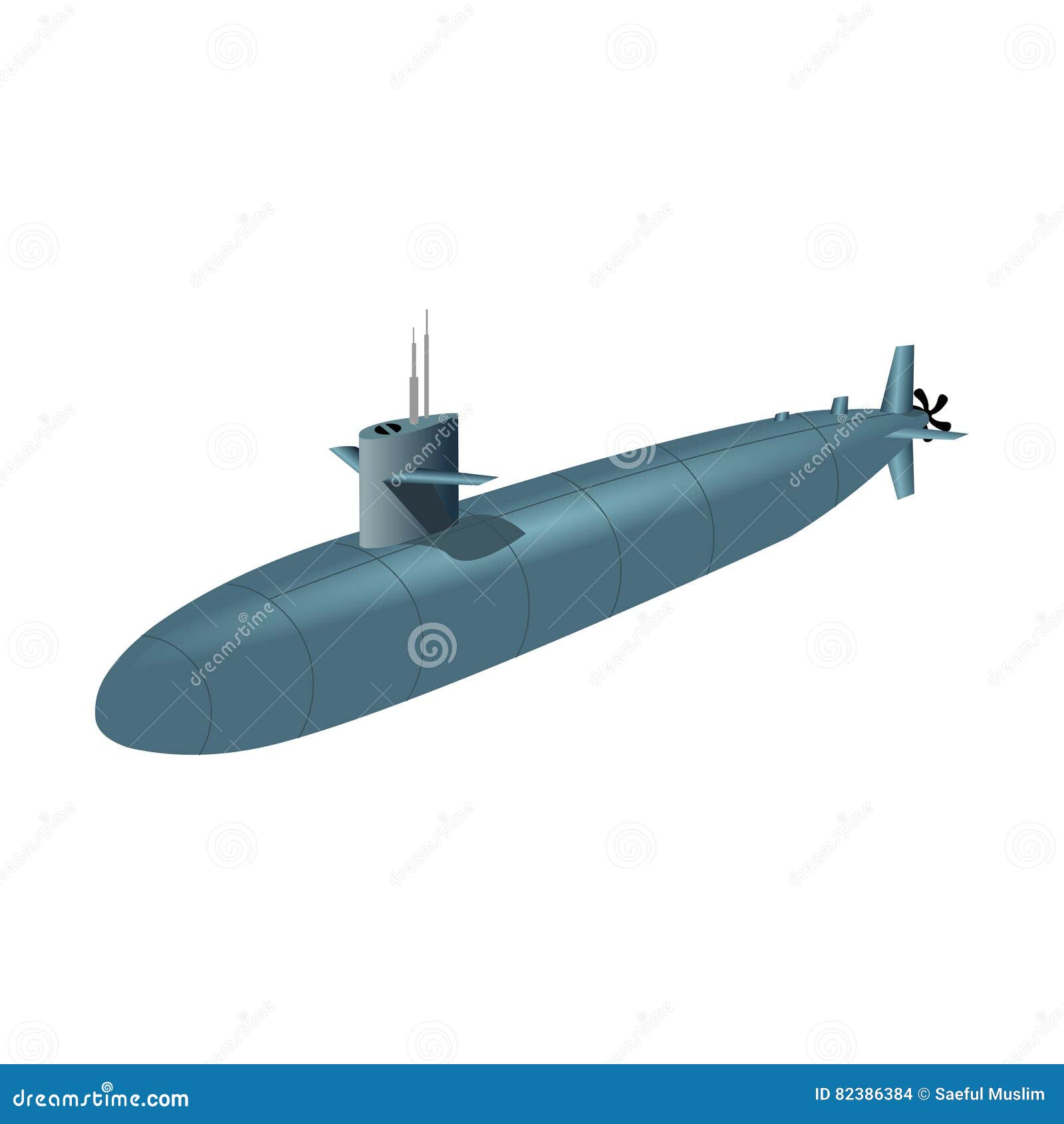 Blue submarine stock illustration. Illustration of rotor - 82386384