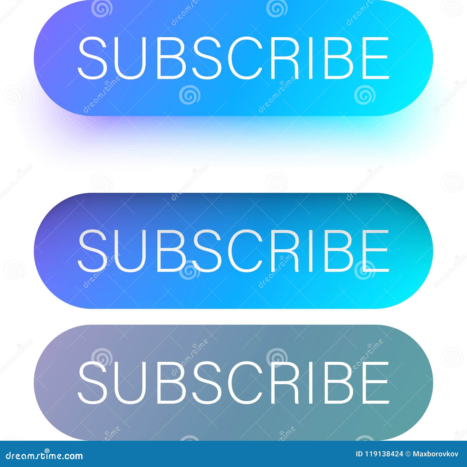 Blue Subscribe Web Buttons Isolated on White. Stock Vector ...