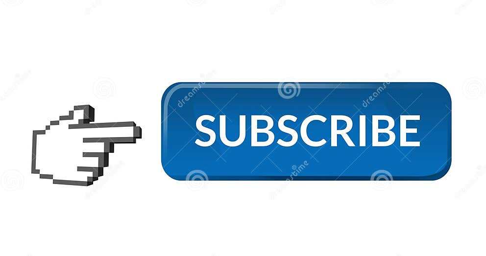 Blue Subscription Button with Moving Hand Icon on White Background in ...