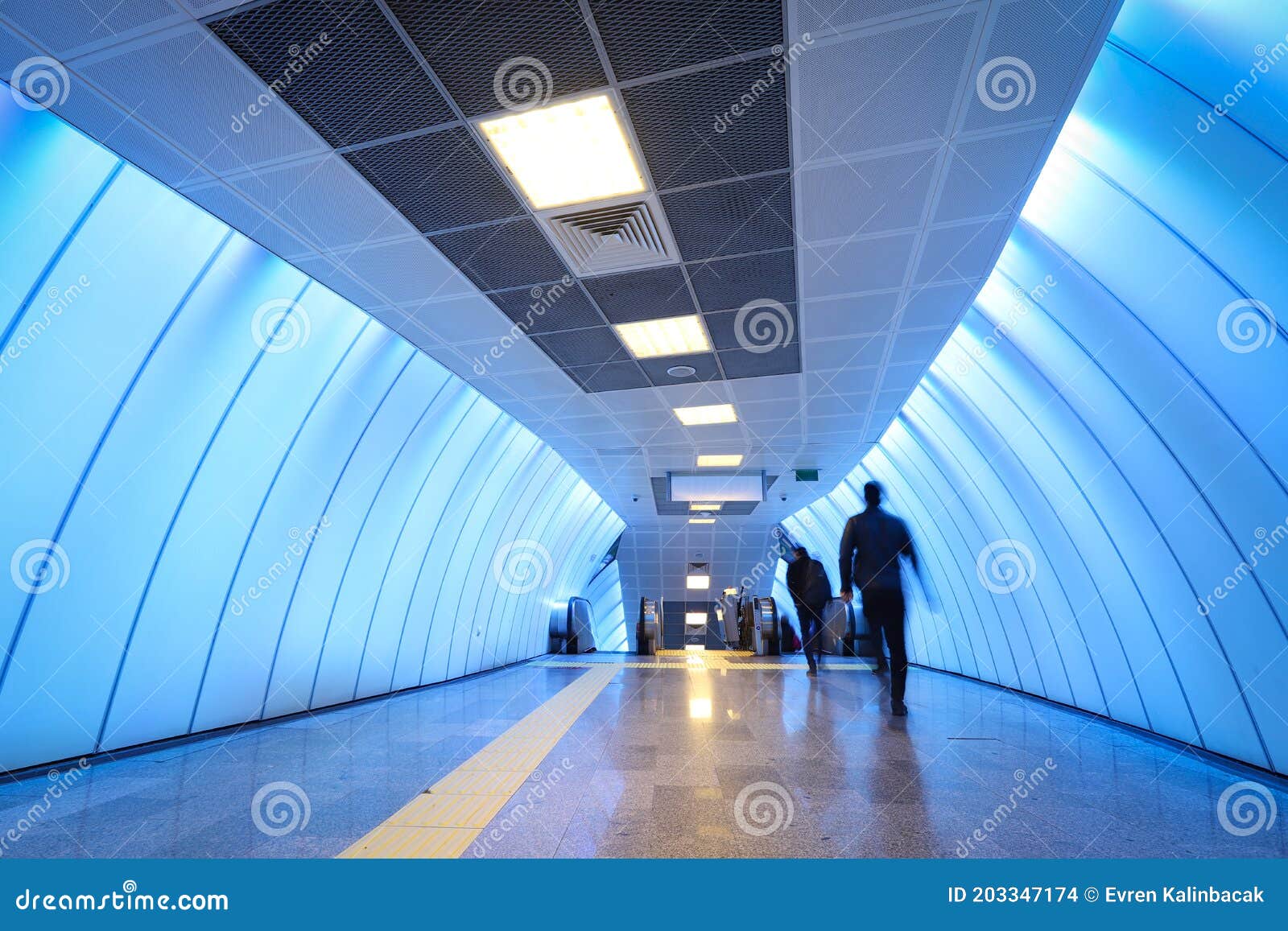 Blue Subway Corridor stock photo. Image of urban, rail - 203347174