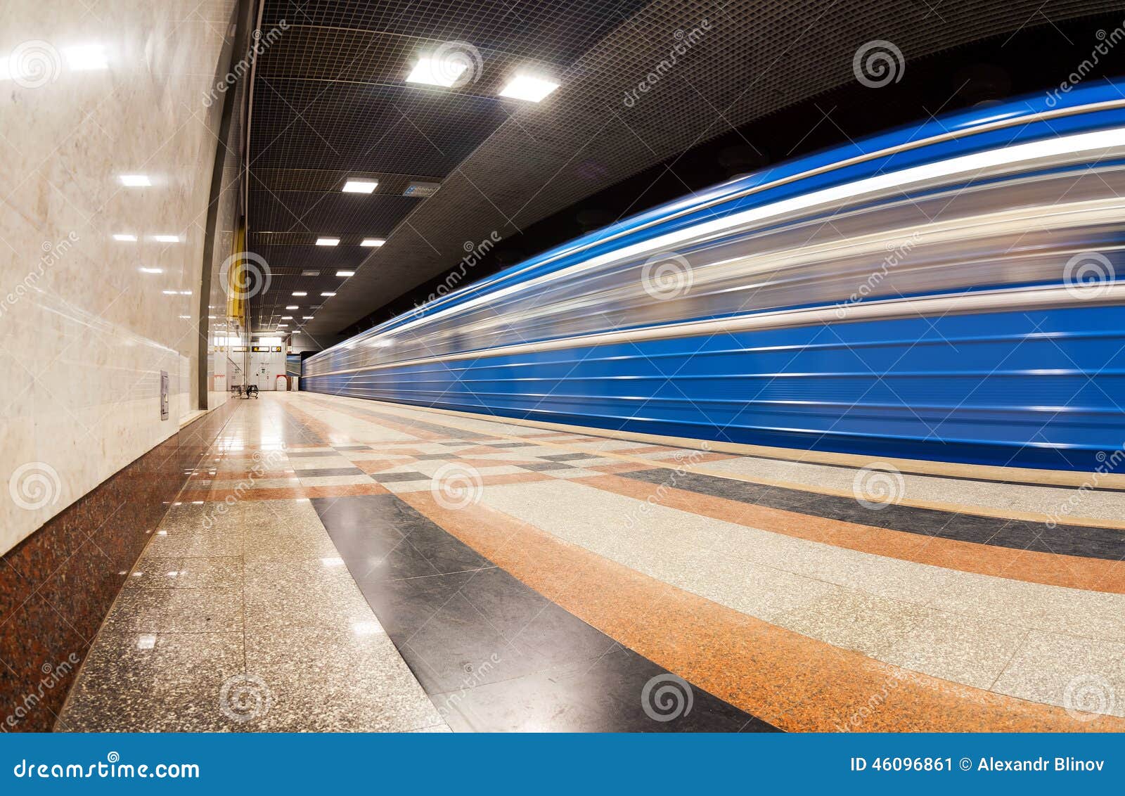 Blue Subway Train in Motion Stock Image - Image of business, moving ...