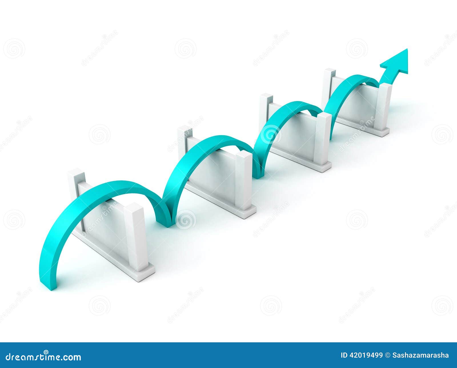 Blue Success Arrow Overcome Barriers Stock Illustration - Illustration ...