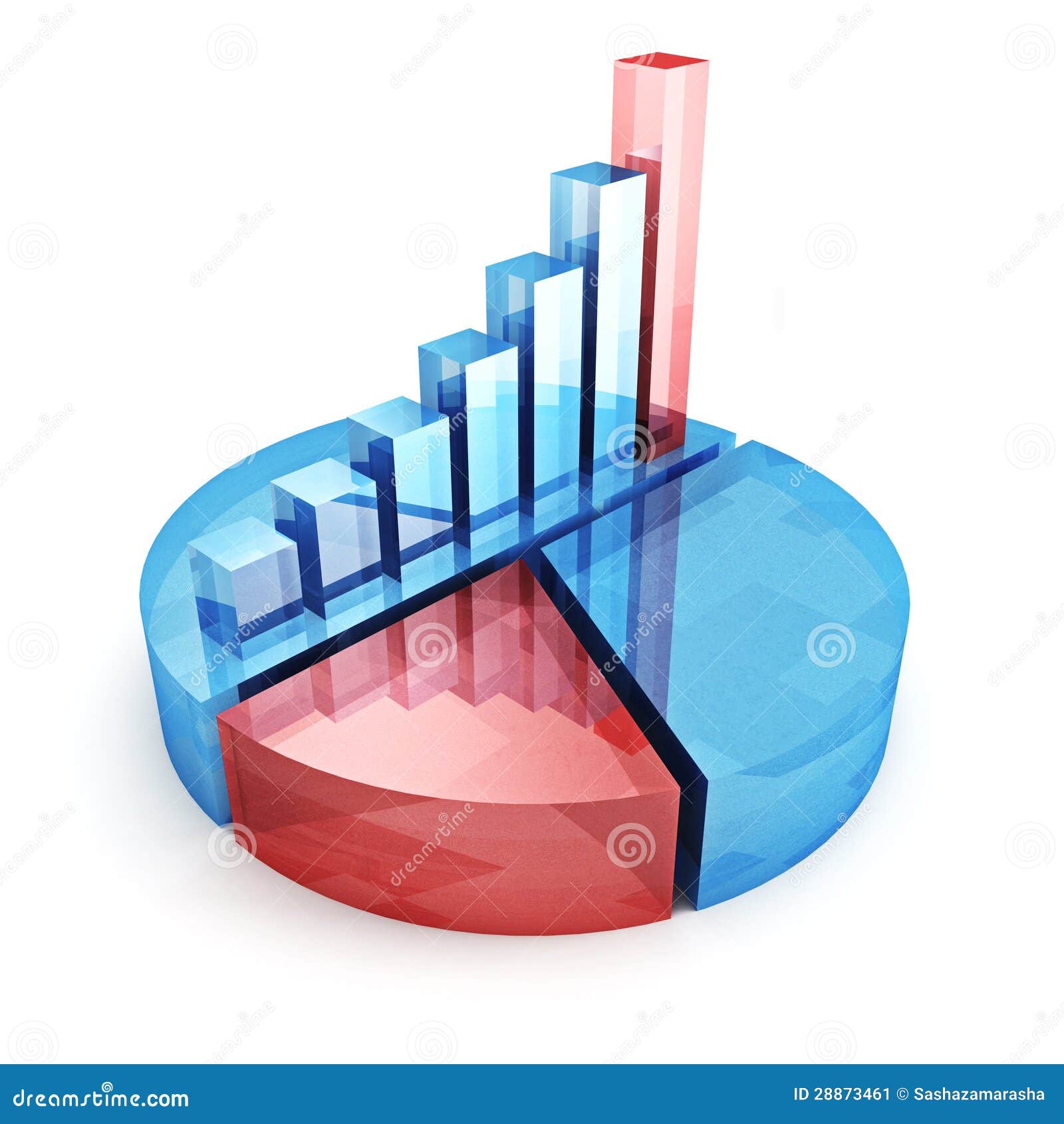Blue Success Bar Chart on Big Pie Diagram Stock Illustration ...