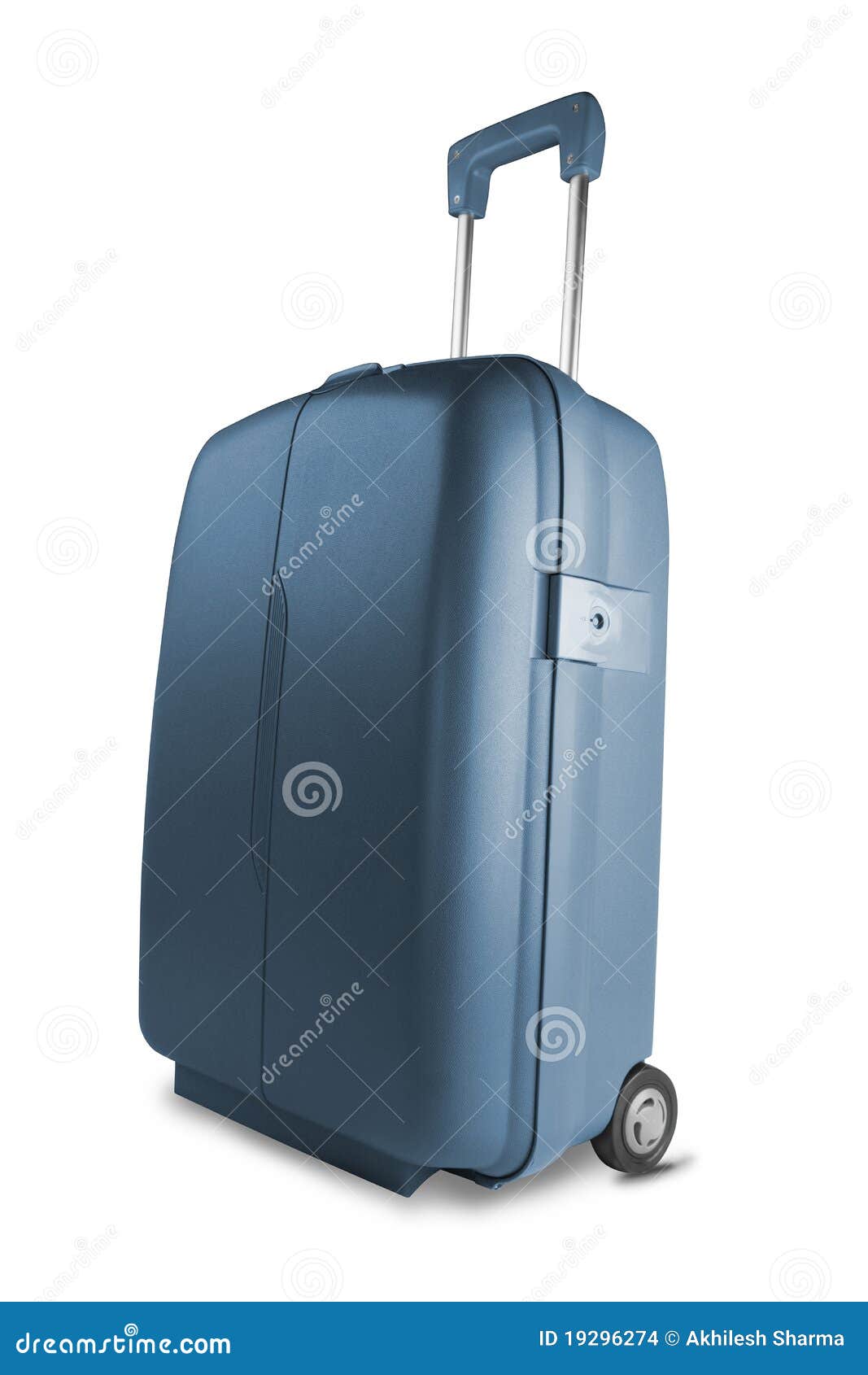 A Blue Suitcase And A Parked Small Private Jet. Quadruple Airplane With ...