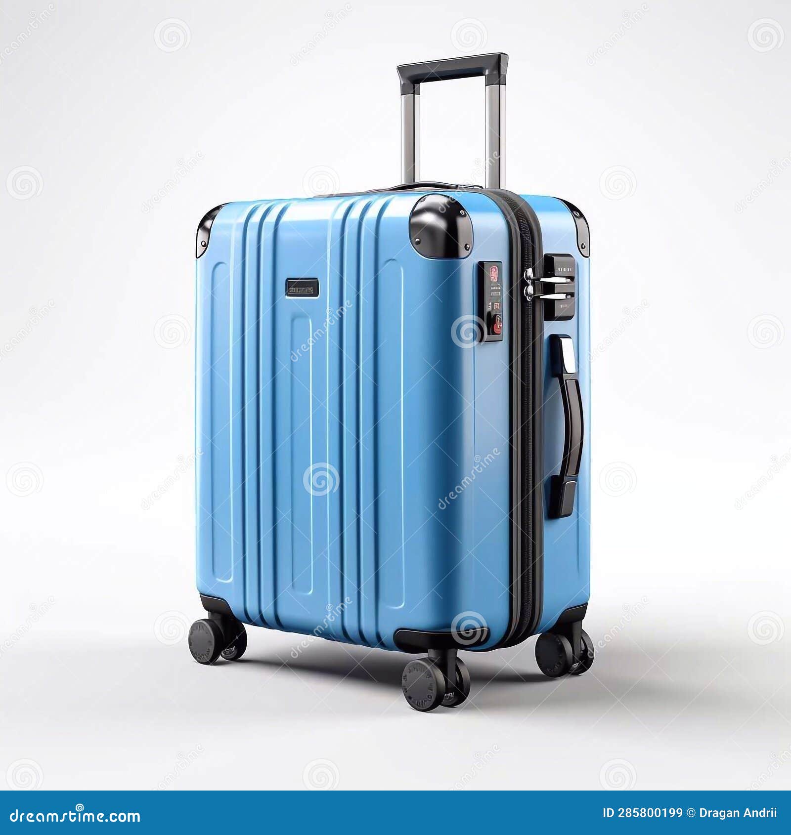 Blue Suitcase with Wheels on a White Background. Generative AI Stock ...