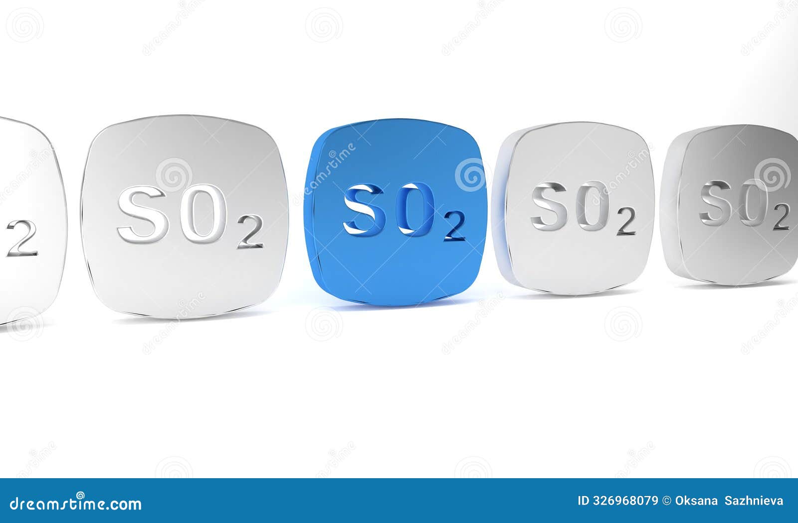 Blue Sulfur Dioxide SO2 Gas Molecule Icon Isolated on White Background ...