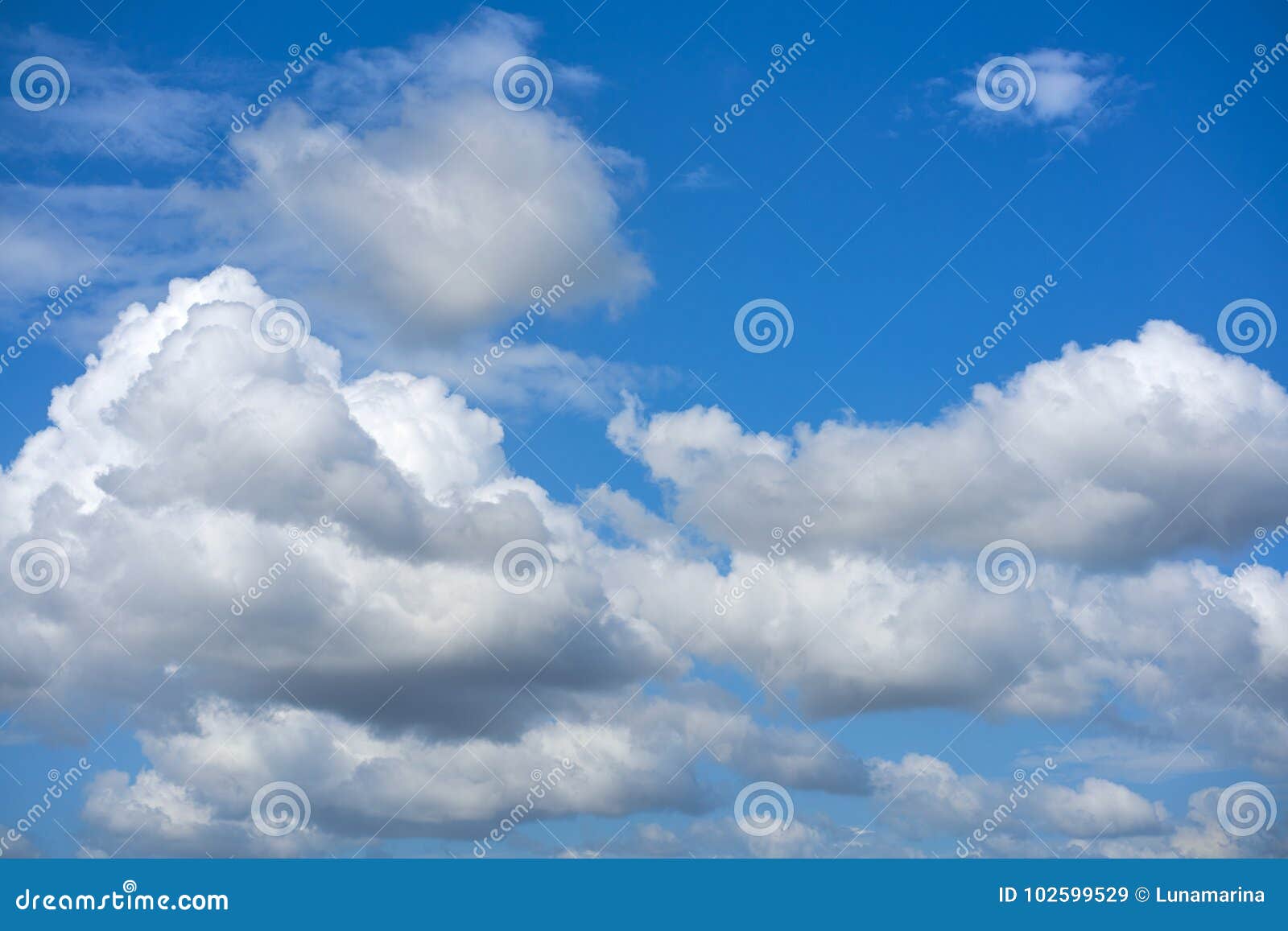 Blue Summer Sky White Cumulus Clouds Stock Image - Image of environment ...