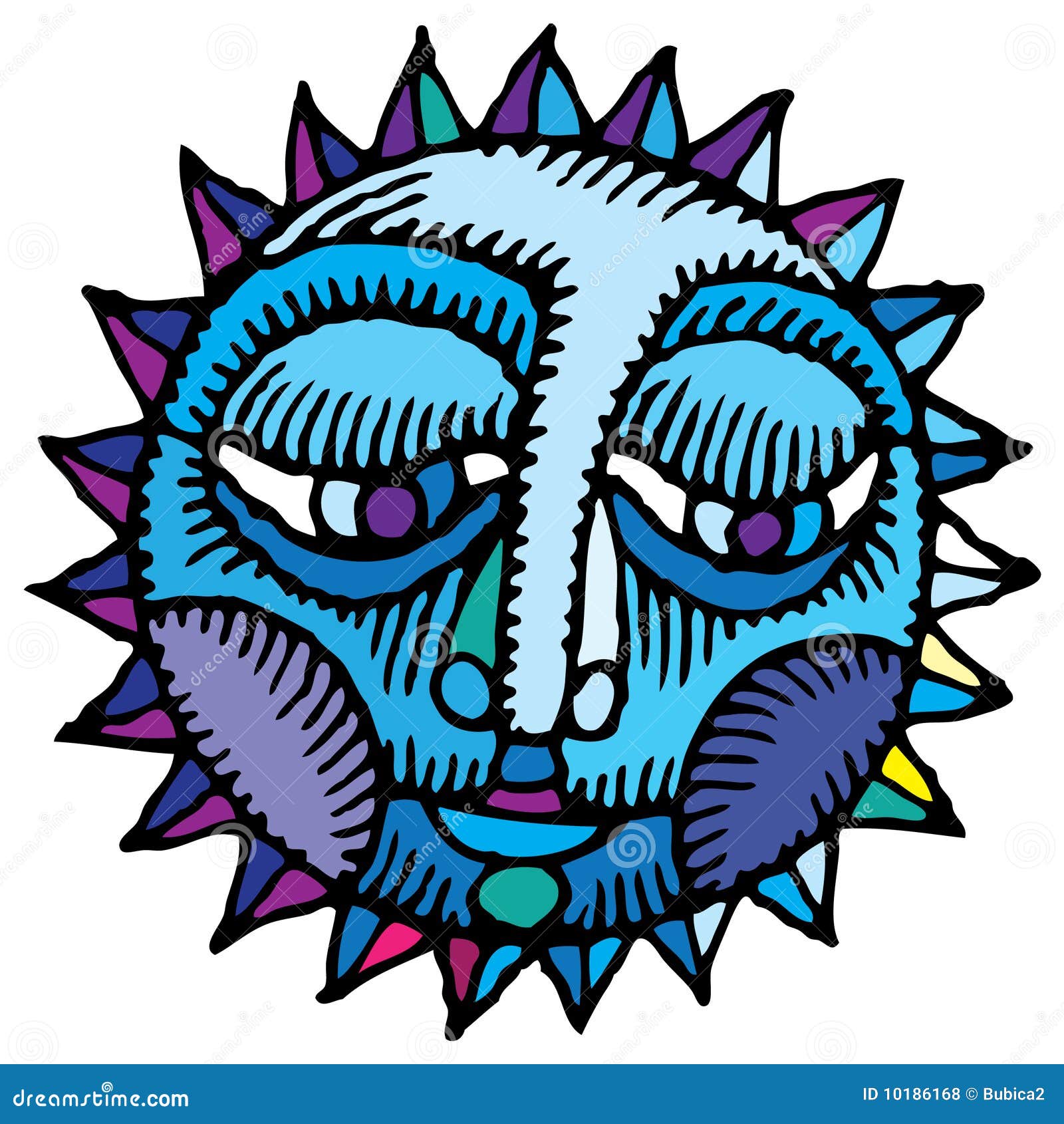 Blue sun engraved stock vector. Illustration of cheeks - 10186168