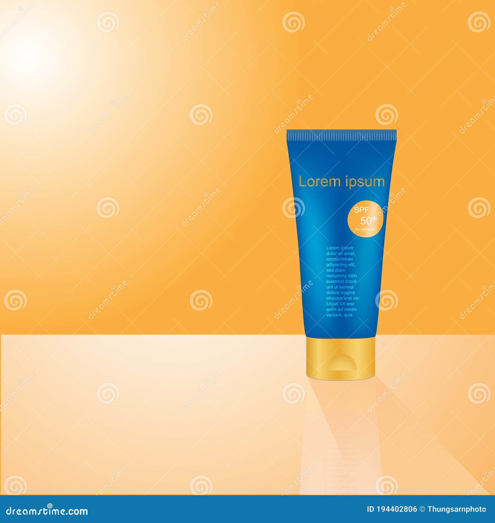 Blue Sun Screen Tube Mockup for Cosmetics with Cap Stock Vector ...