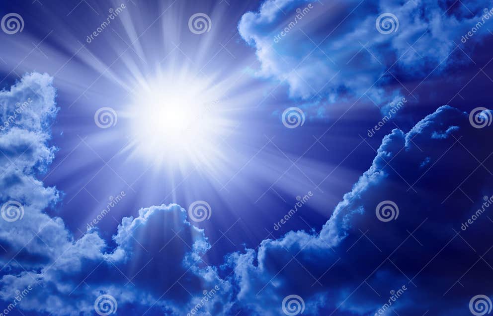 Blue Sun Sky Rays Background Stock Photo - Image of clouds, light: 10718162