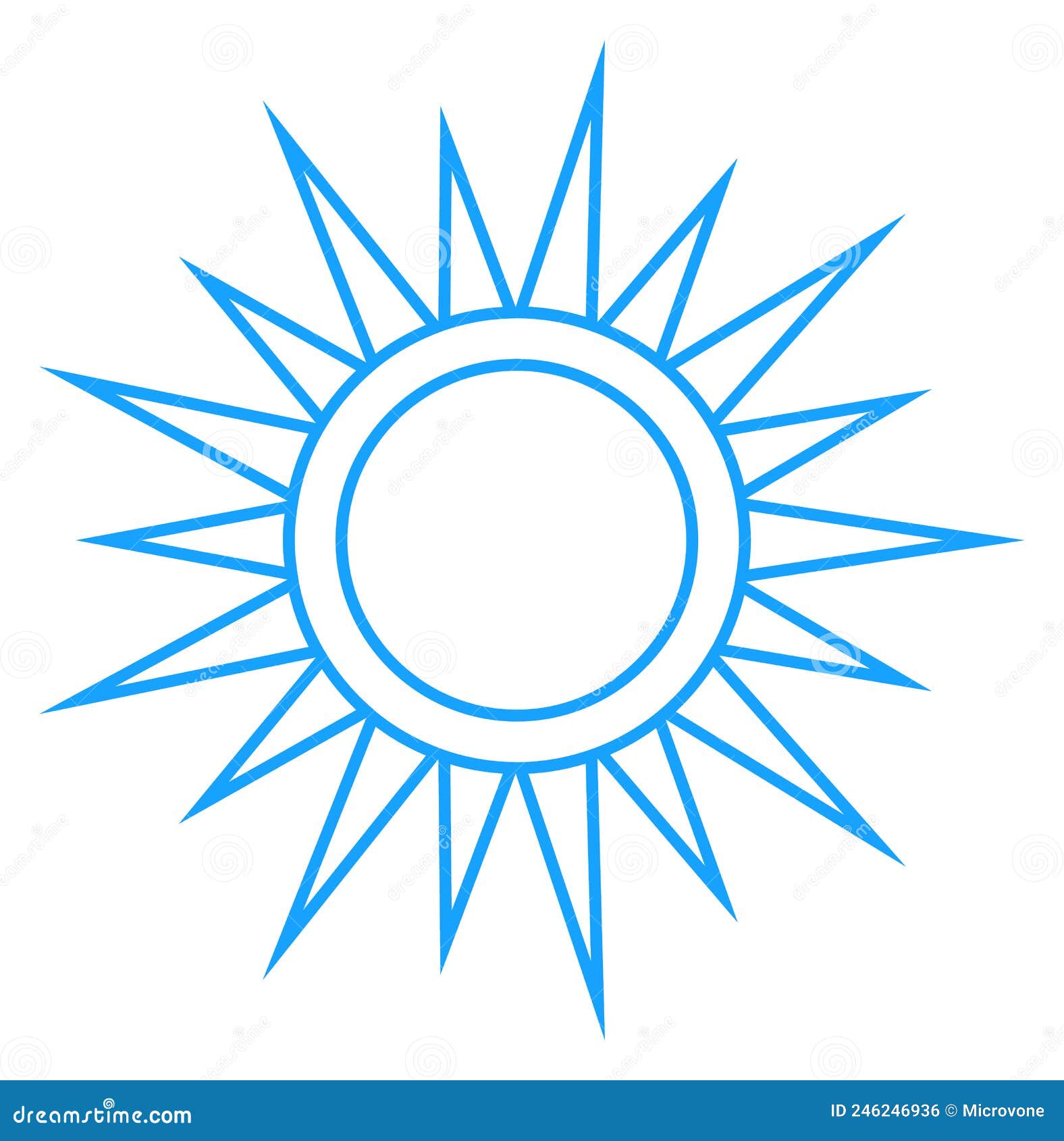 Blue Sun Symbol. Stylized Rays Star Icon Stock Illustration ...