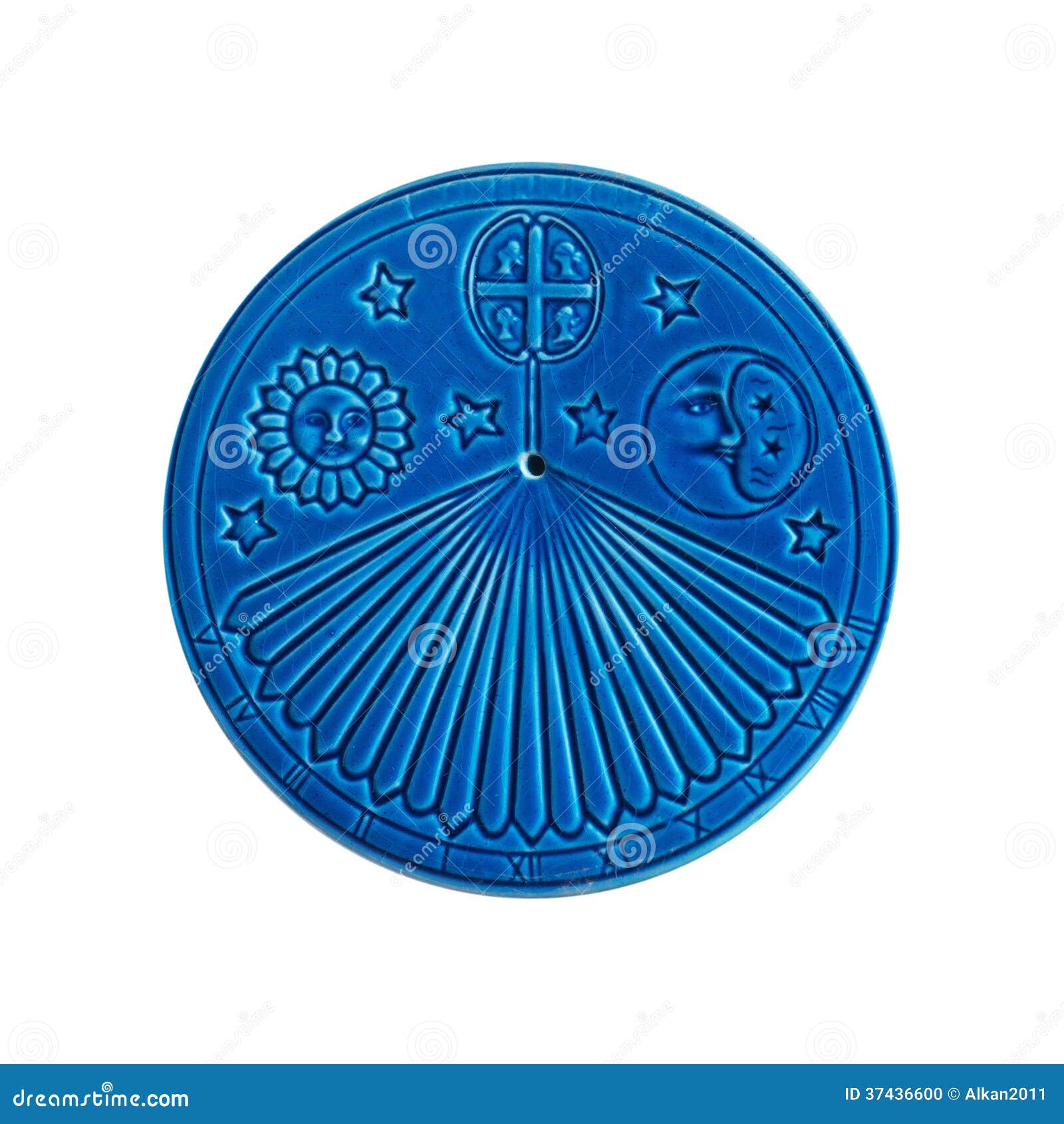 Blue sundial on white stock photo. Image of minute, blue - 37436600