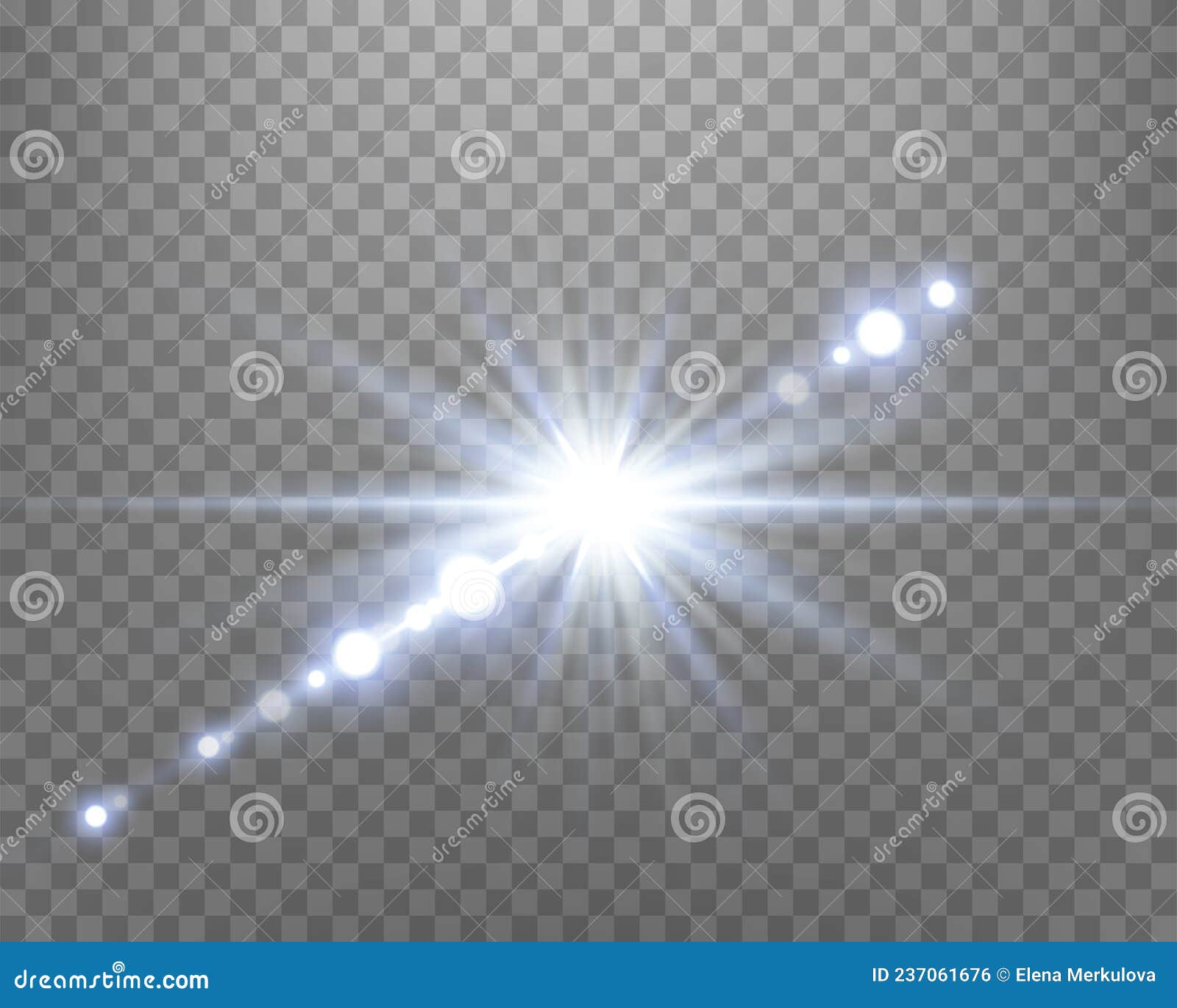Blue Sunlight Lens Flare, Sun Flash with Rays and Spotlight. Glowing ...