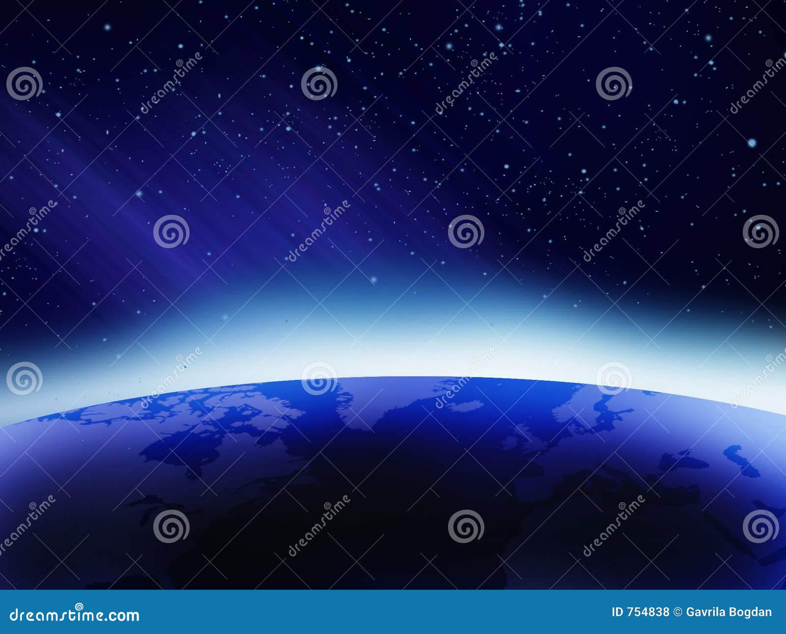 Blue sunrise stock illustration. Illustration of space - 754838