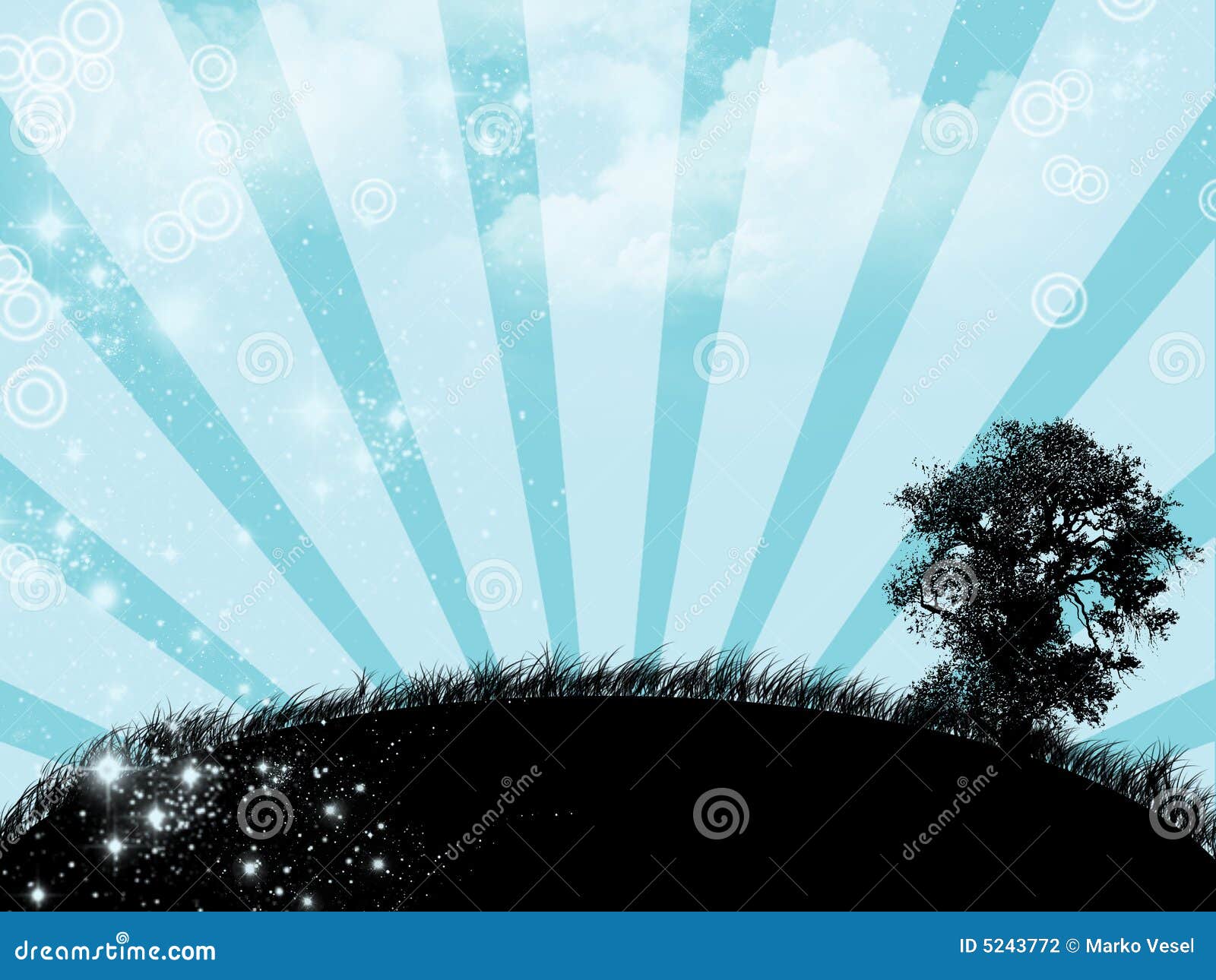 Blue Sunrise - Digital Illustration Stock Illustration - Illustration ...