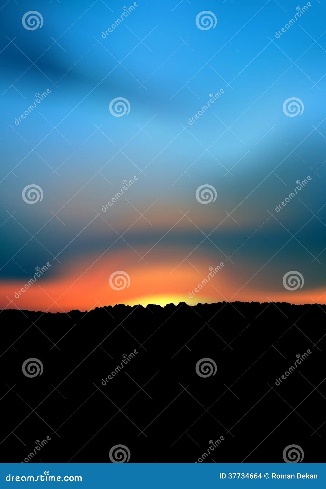 Blue Sunset stock vector. Illustration of countryside - 37734664