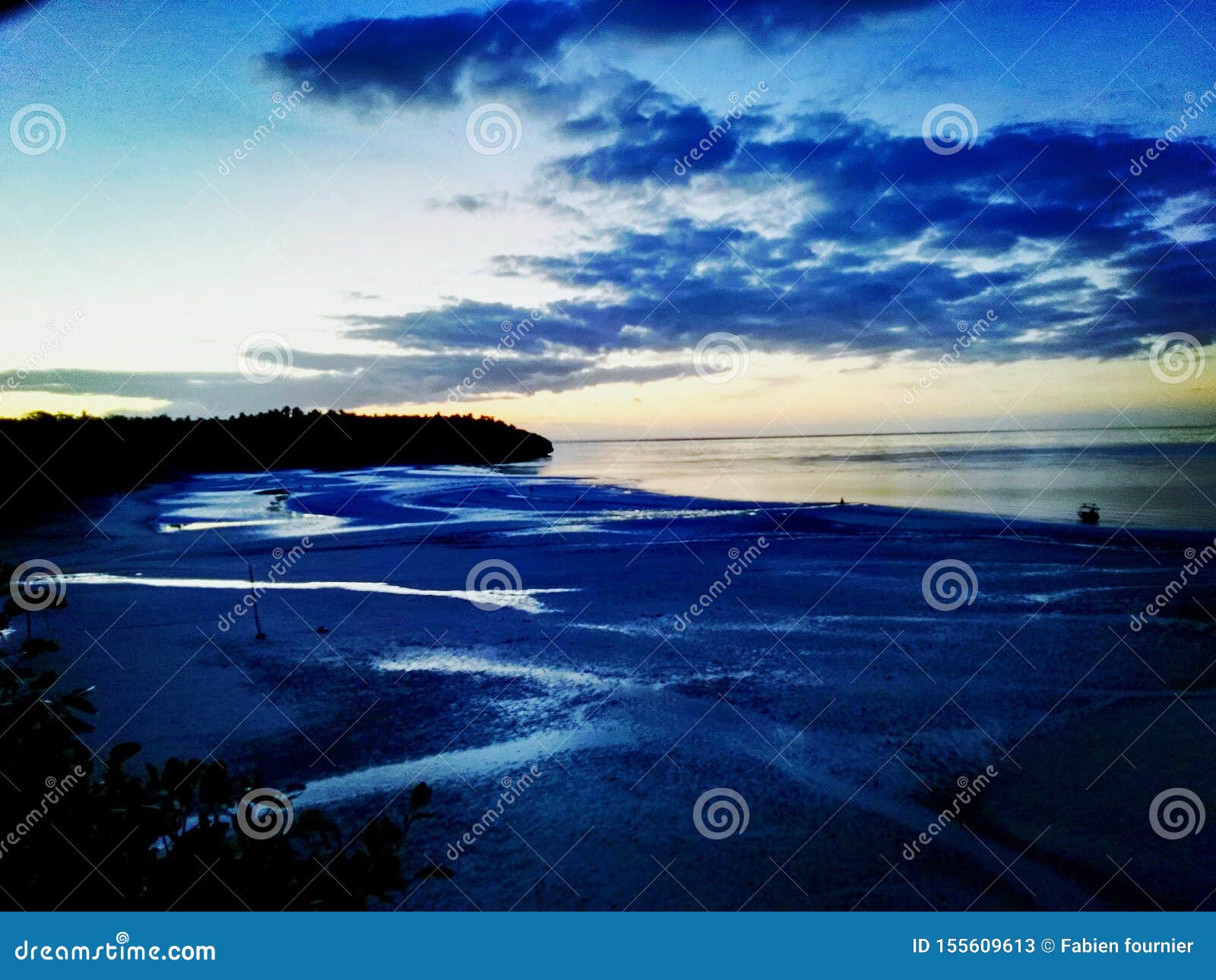 Blue sunset stock image. Image of sunset, beach, island - 155609613