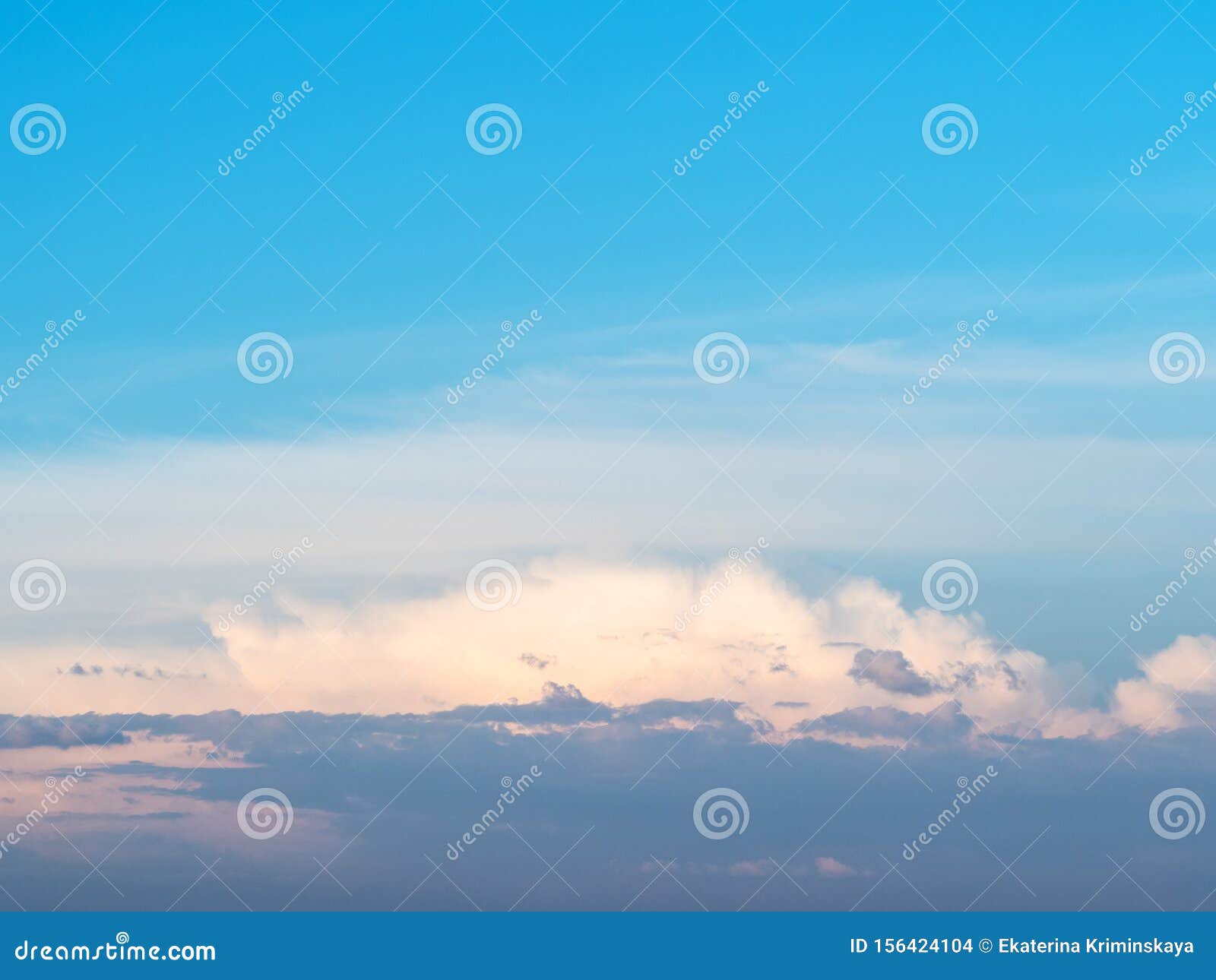 Blue Sunset Sky with Gray, Pink and White Clouds Stock Photo - Image of ...
