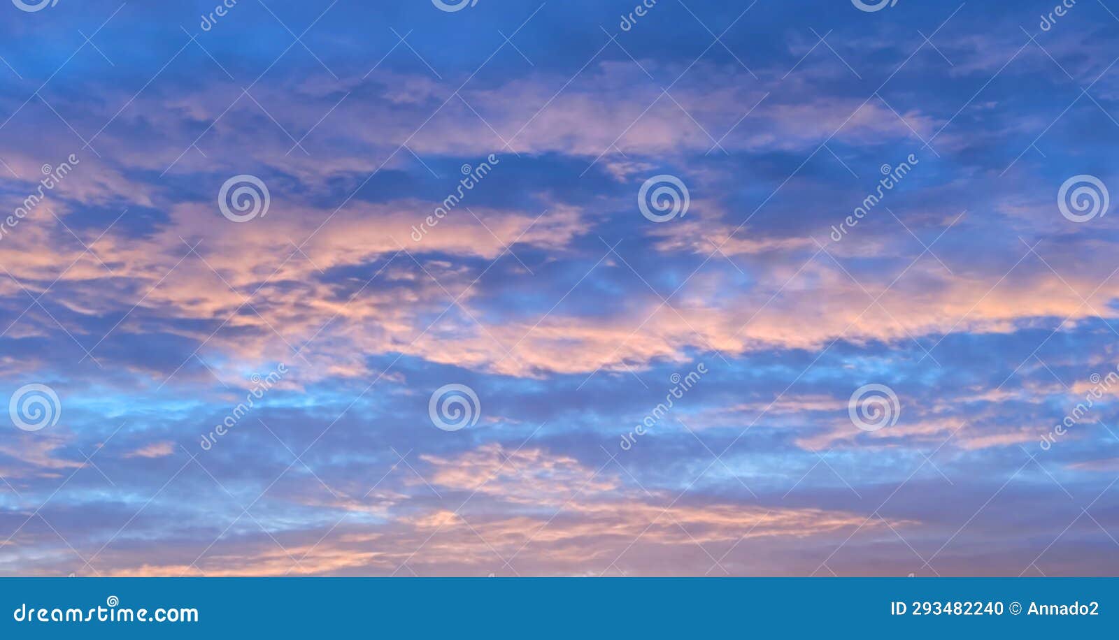 Blue Sunset Sky with Pink Clouds for Natural Sky Background Stock Photo ...