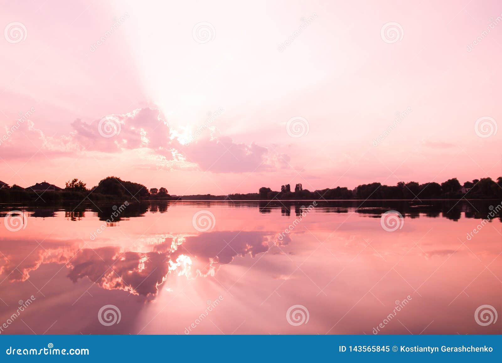 Blue Sunset Sky Reflection Background Stock Image - Image of landscape ...