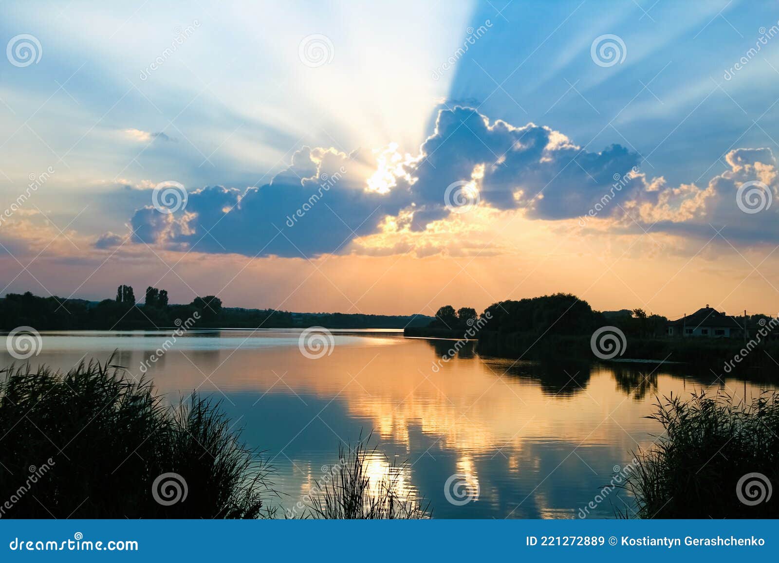 Blue Sunset Sky Reflection Background Stock Image - Image of sunset ...