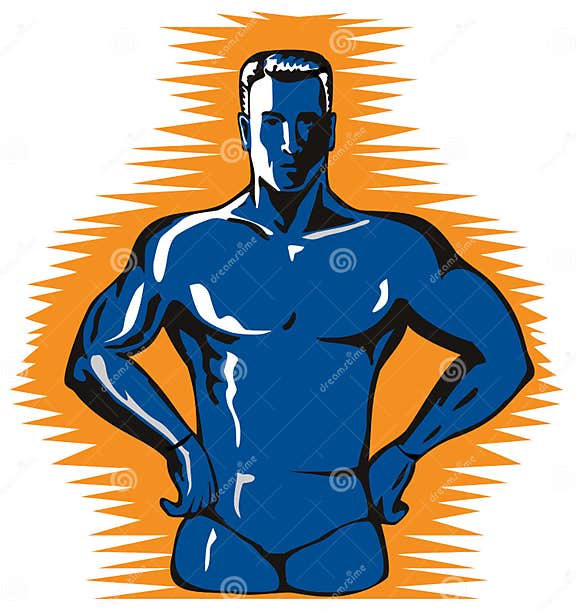 Blue super hero stock illustration. Illustration of muscular - 2745400