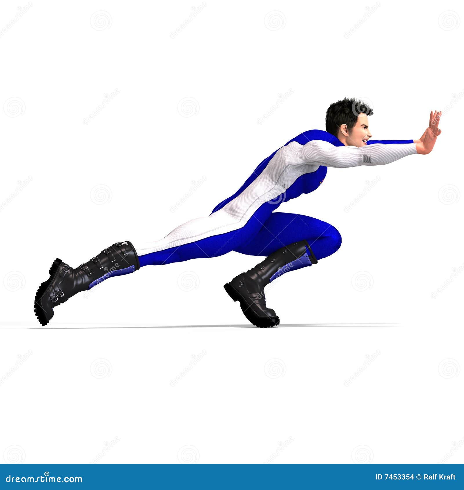 Blue Super Hero stock illustration. Illustration of spinning - 7453354