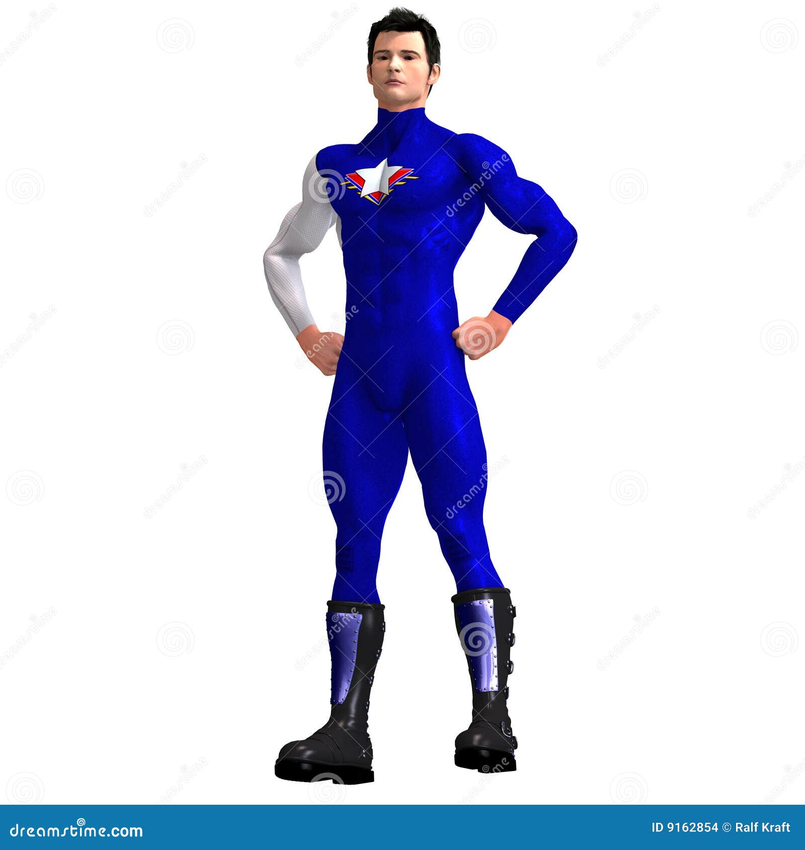 Blue Super Hero stock illustration. Illustration of upright - 9162854
