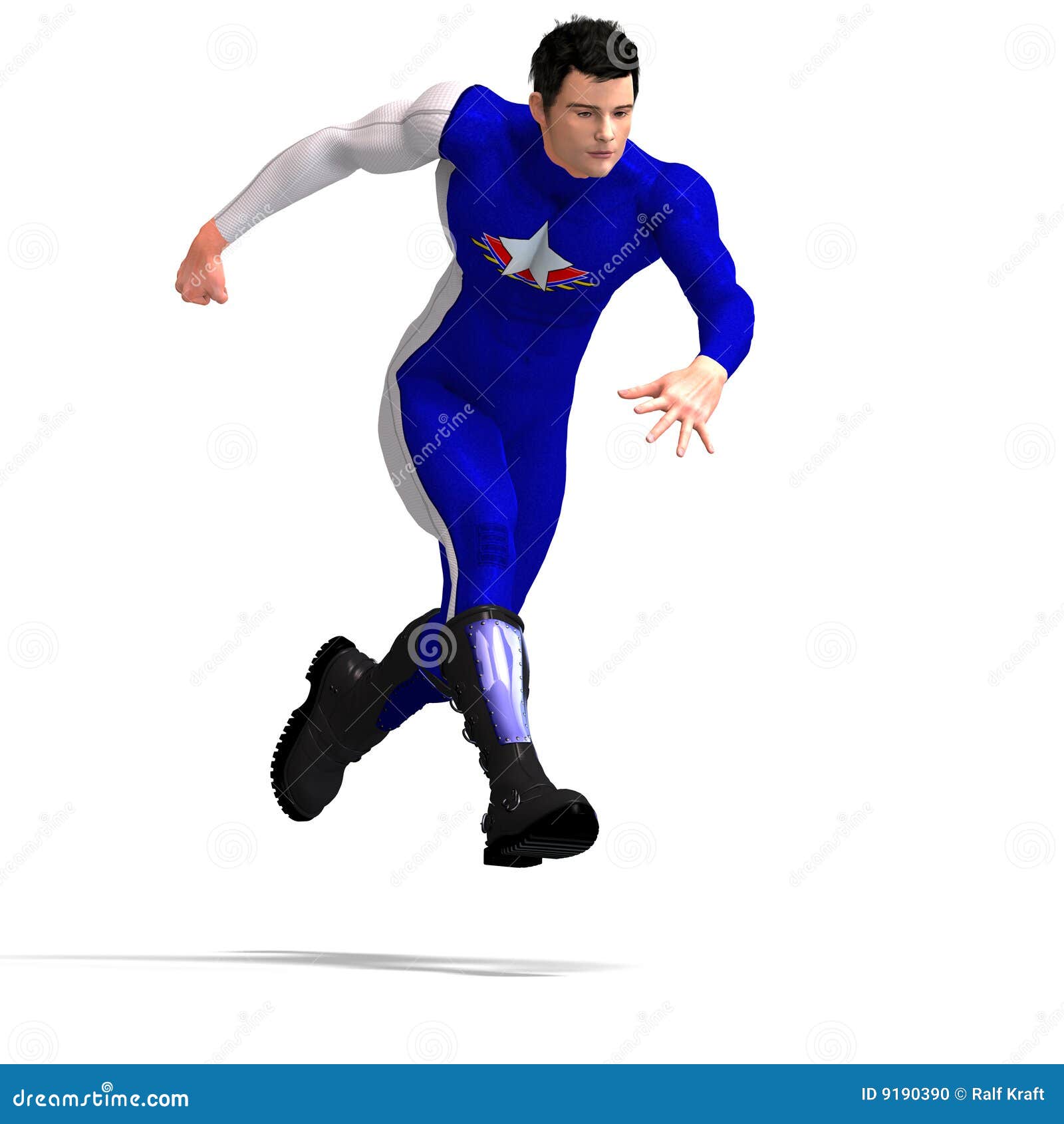 Blue Super Hero stock illustration. Illustration of step - 9190390