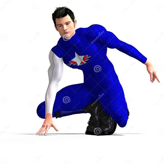 Blue Super Hero Saving the World Stock Illustration - Illustration of ...