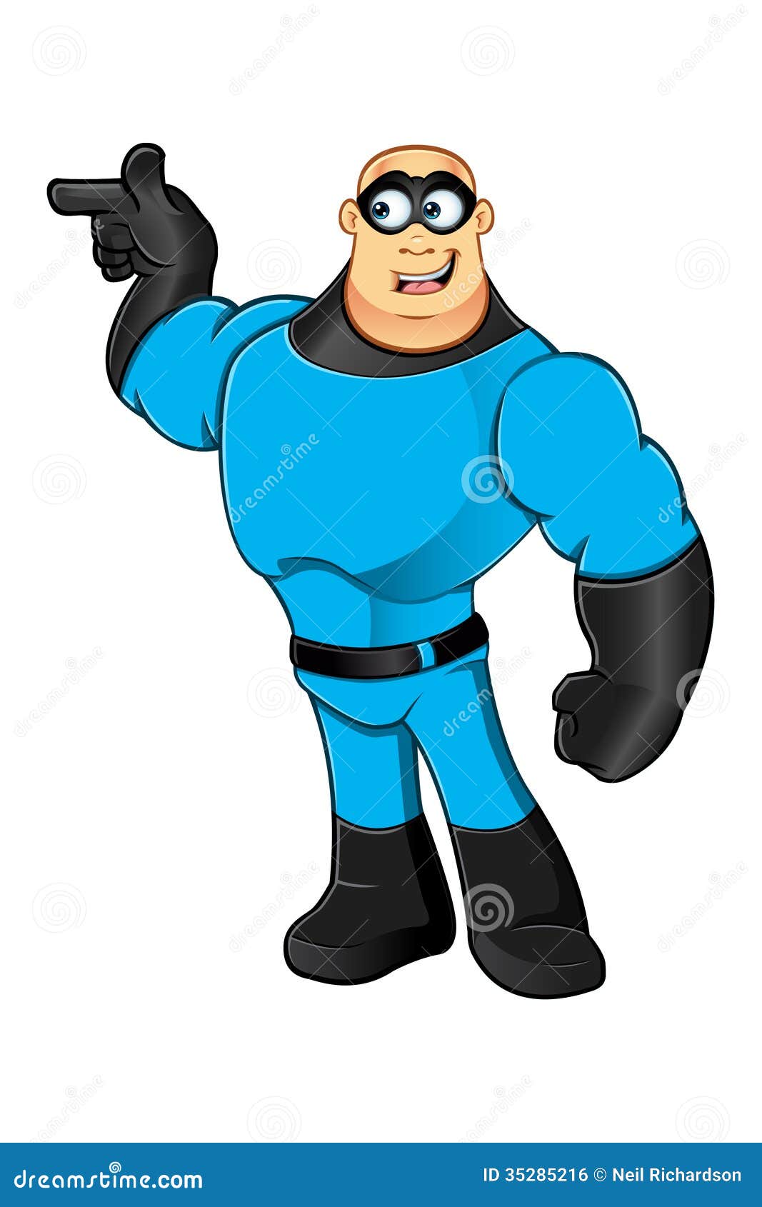 Blue Superhero - Pointing stock vector. Illustration of powerful - 35285216