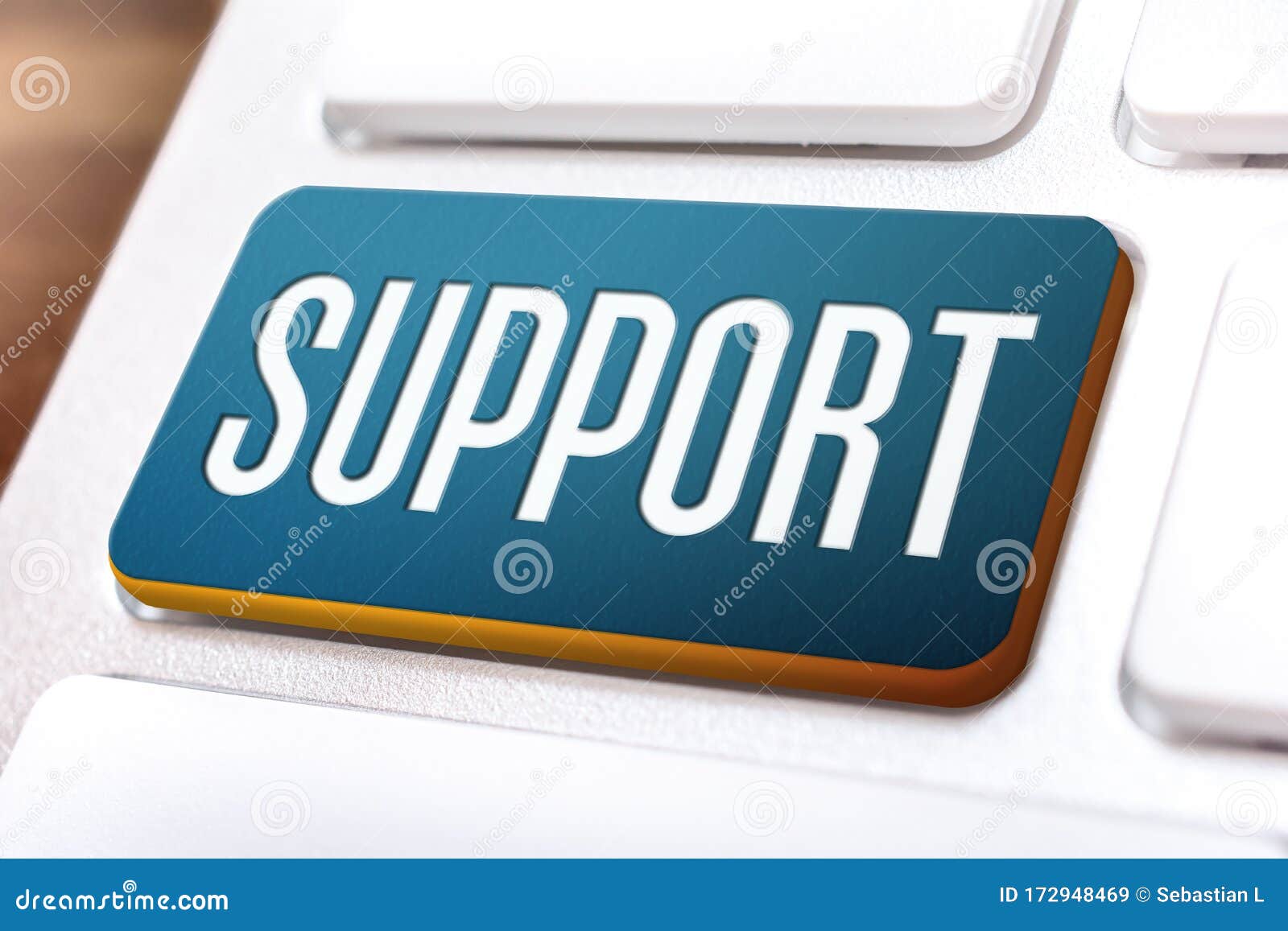 Blue Support Keyboard Button. Green Button On Computer Keyboard ...