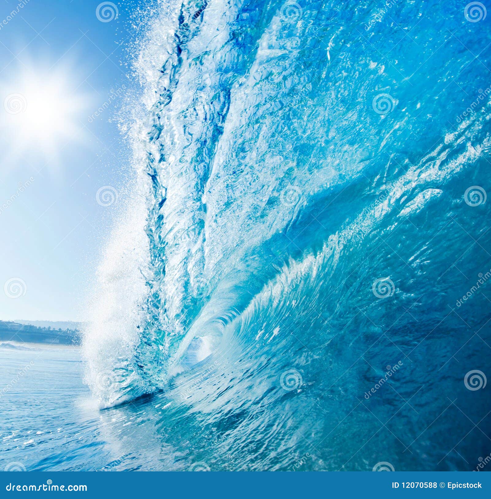 Blue Surfing Wave stock photo. Image of northshore, landscape - 12070588
