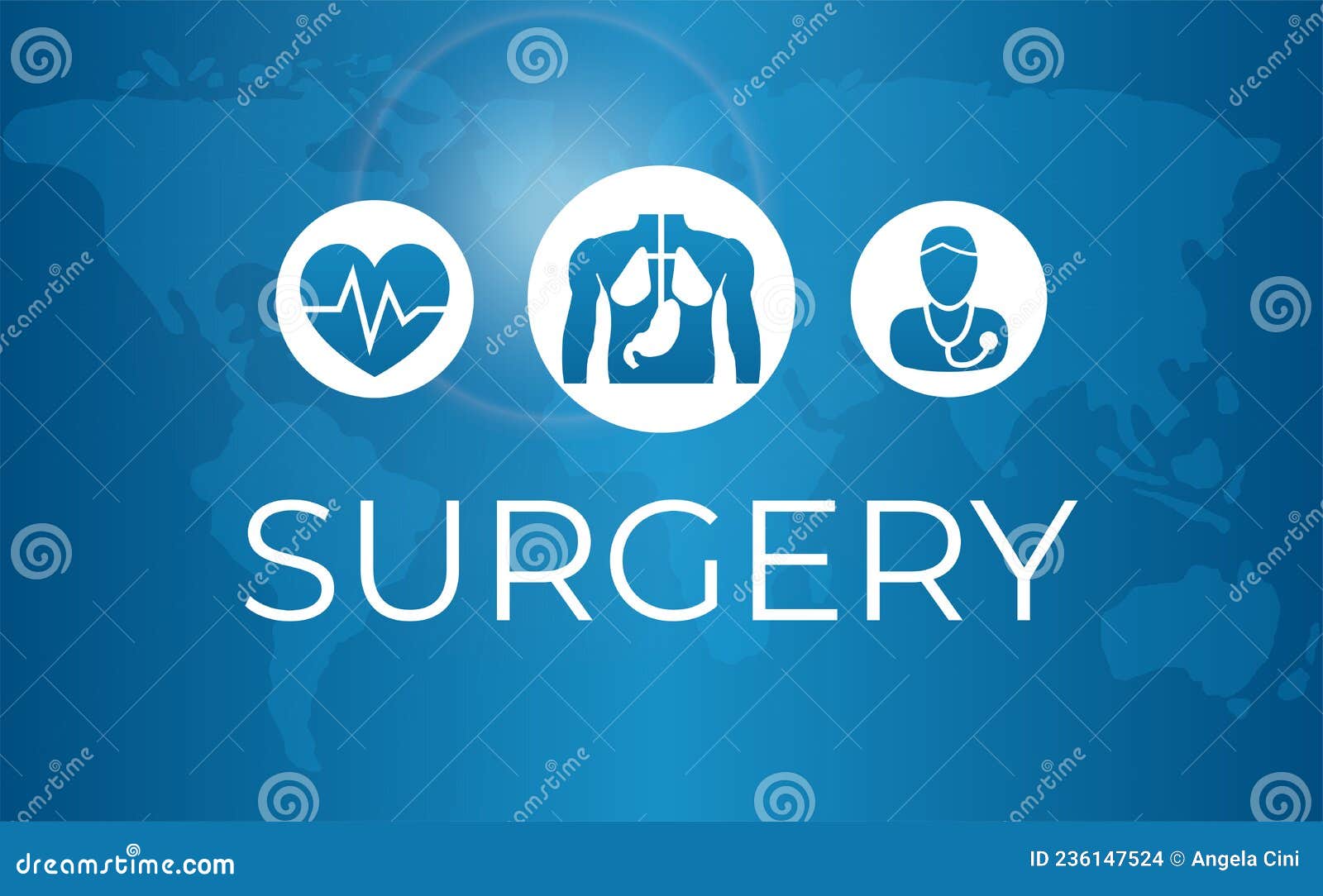 Blue Surgery Illustration with World Map Background Banner Stock Vector ...