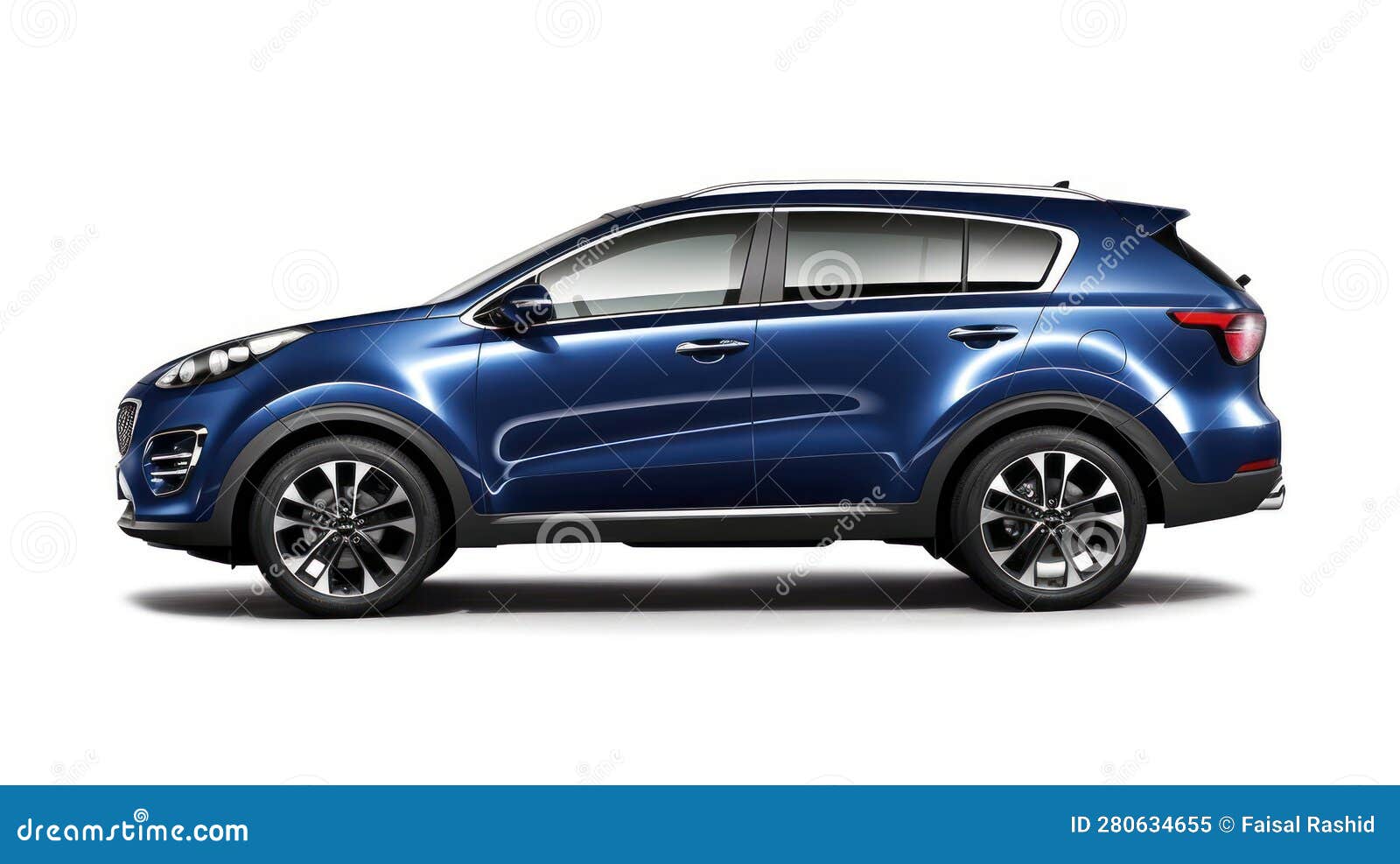 Blue SUV Side View Isolated with White Background Stock Illustration ...