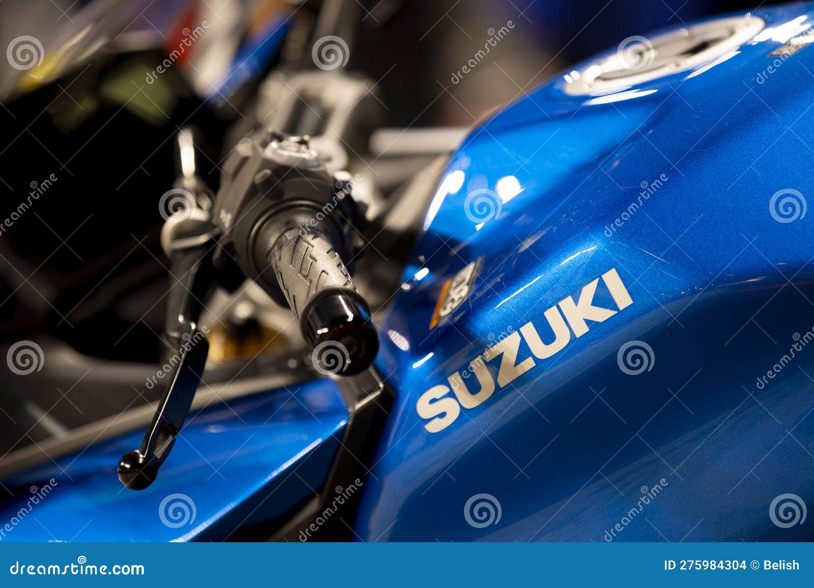 Blue Suzuki motorcycle editorial stock image. Image of motorbike ...