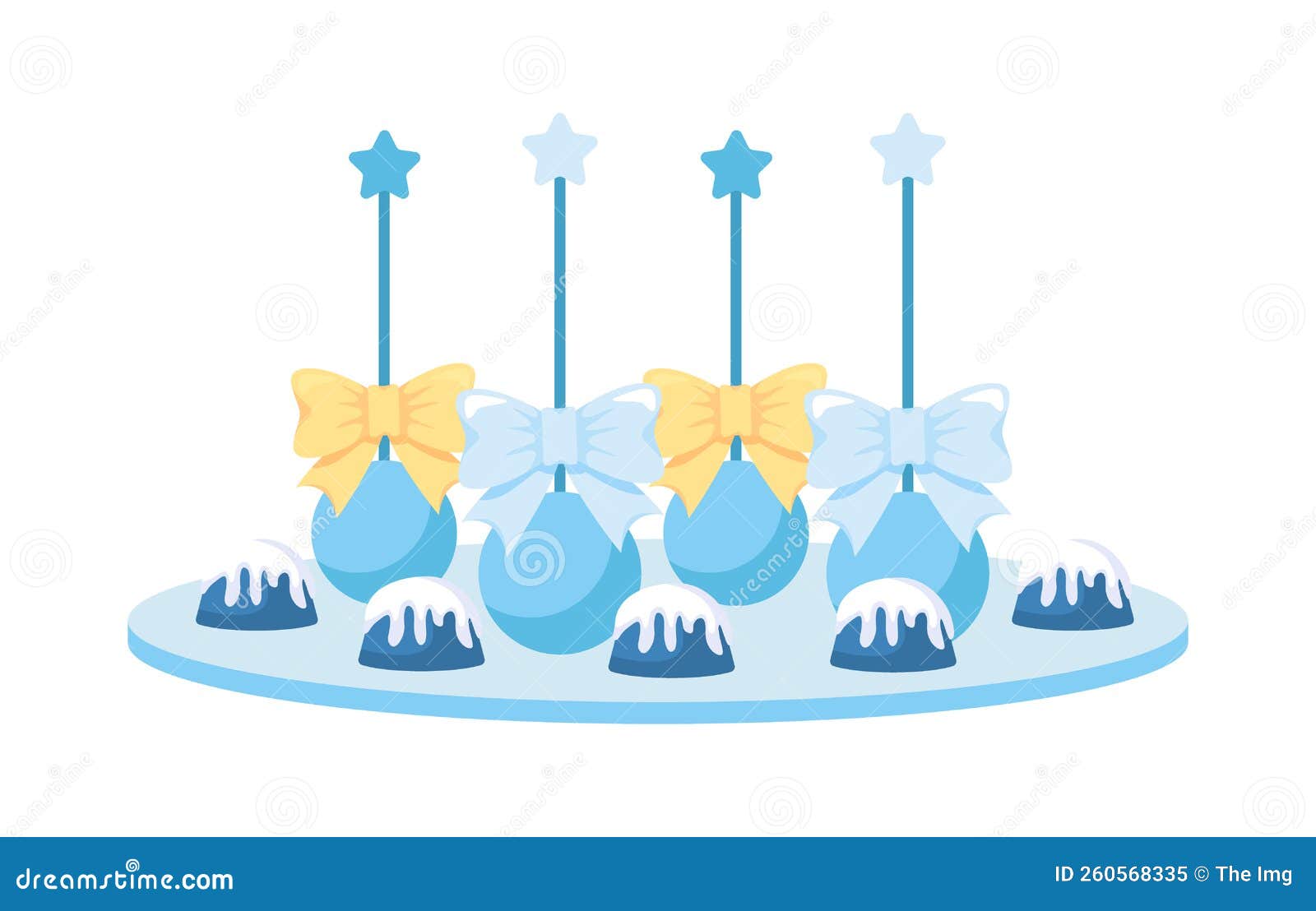 Blue Sweets with Decorations Semi Flat Color Vector Object Stock Vector ...