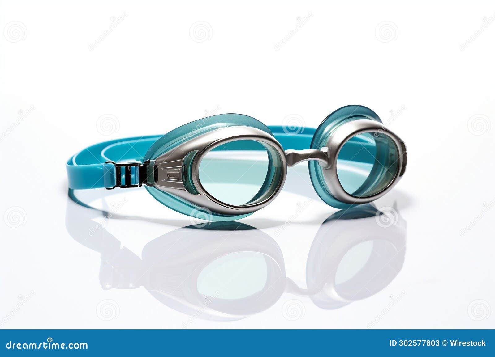 Blue Swimming Goggles Isolated on a White Backdrop. AI-generated Stock ...