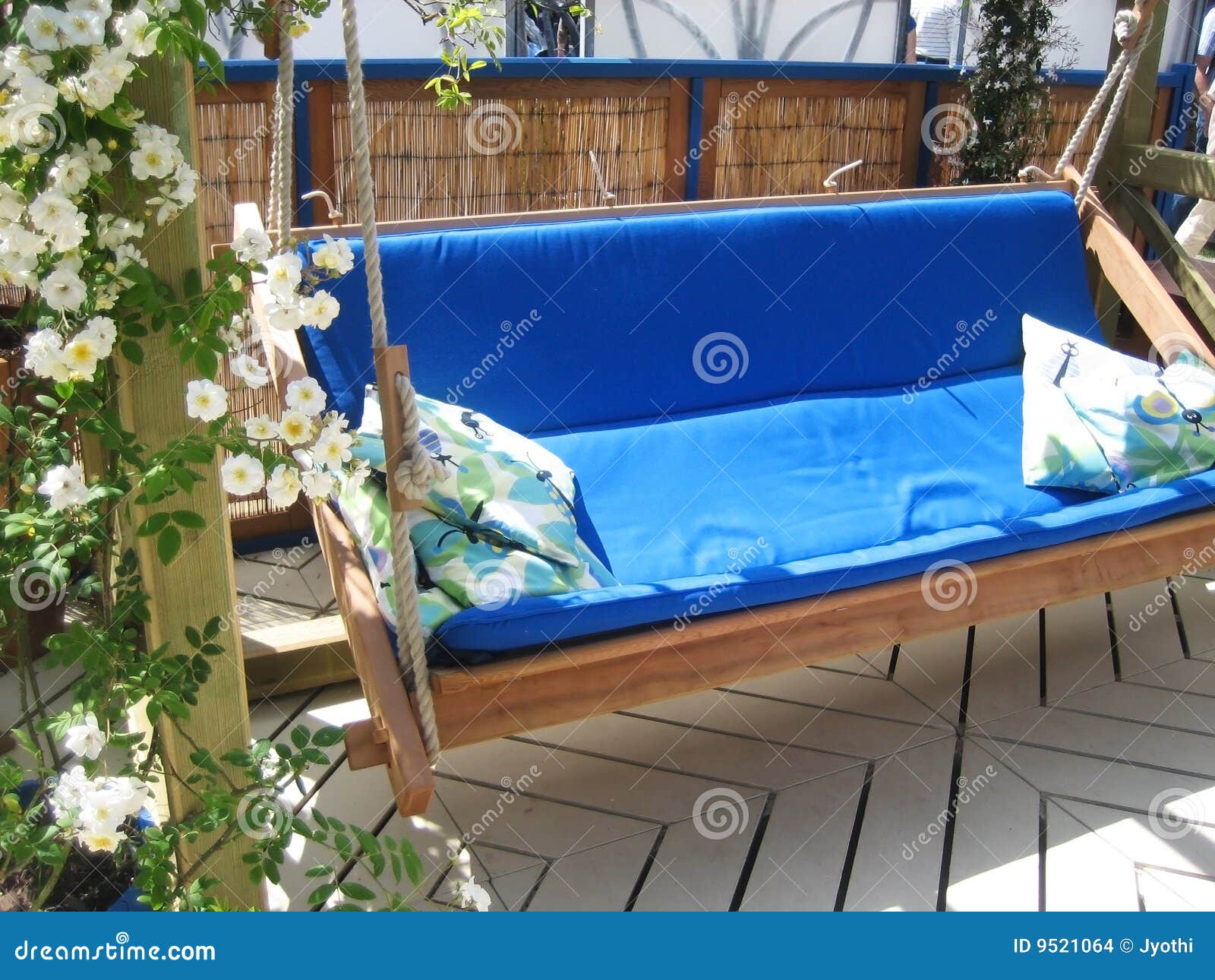Blue swing stock photo. Image of holiday, rose, furniture - 9521064