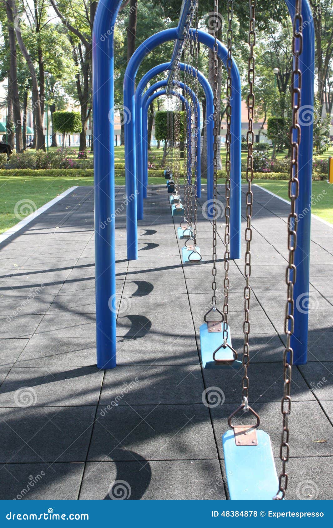 Blue Swings stock photo. Image of parque, exterior, blue - 48384878
