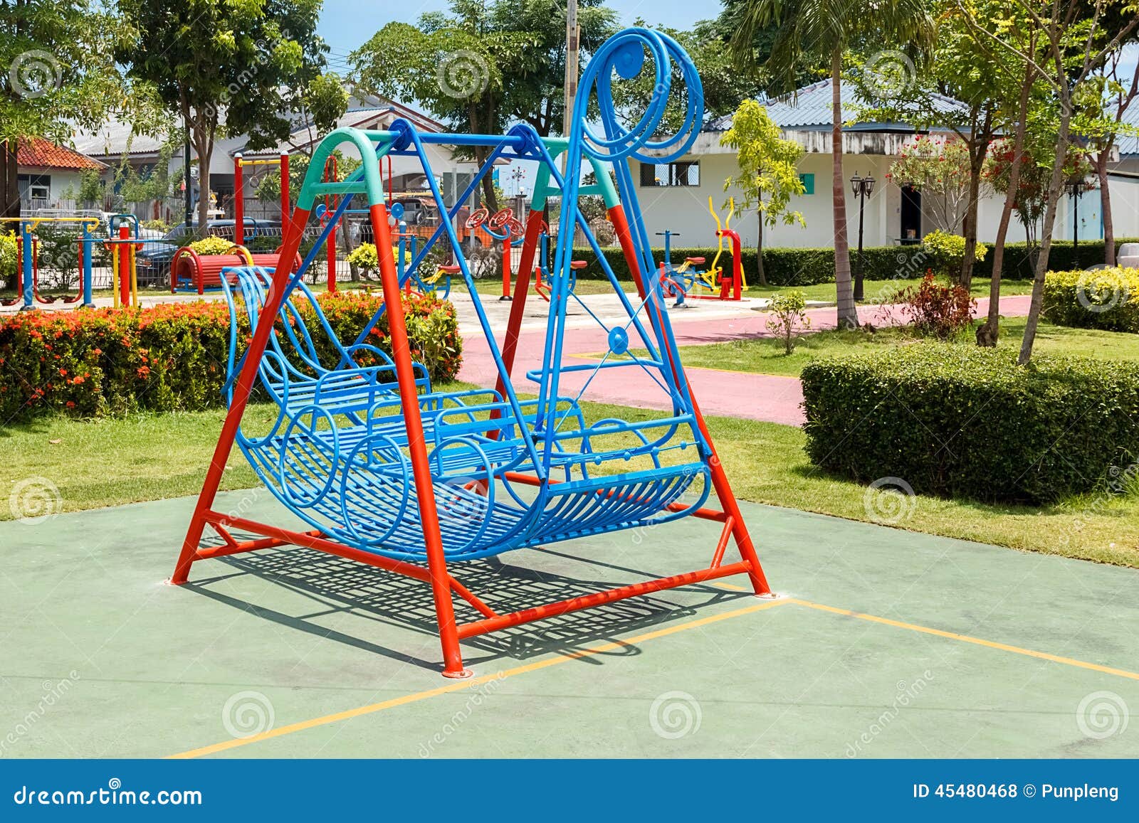 Blue swings stock photo. Image of pattern, exercise, leisure - 45480468