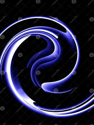 Blue Fluorescent Swirl Pattern on Black Background Stock Illustration ...