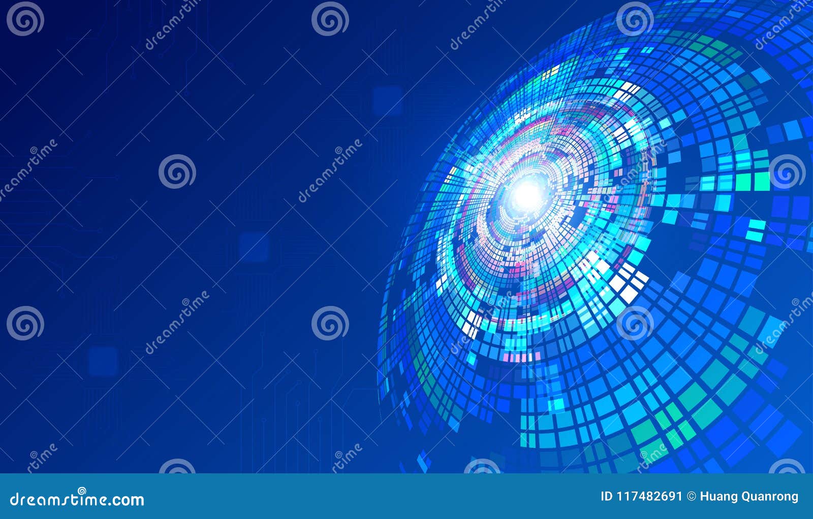 Blue Swirls Form the Background of Luminescence Technology. Stock ...