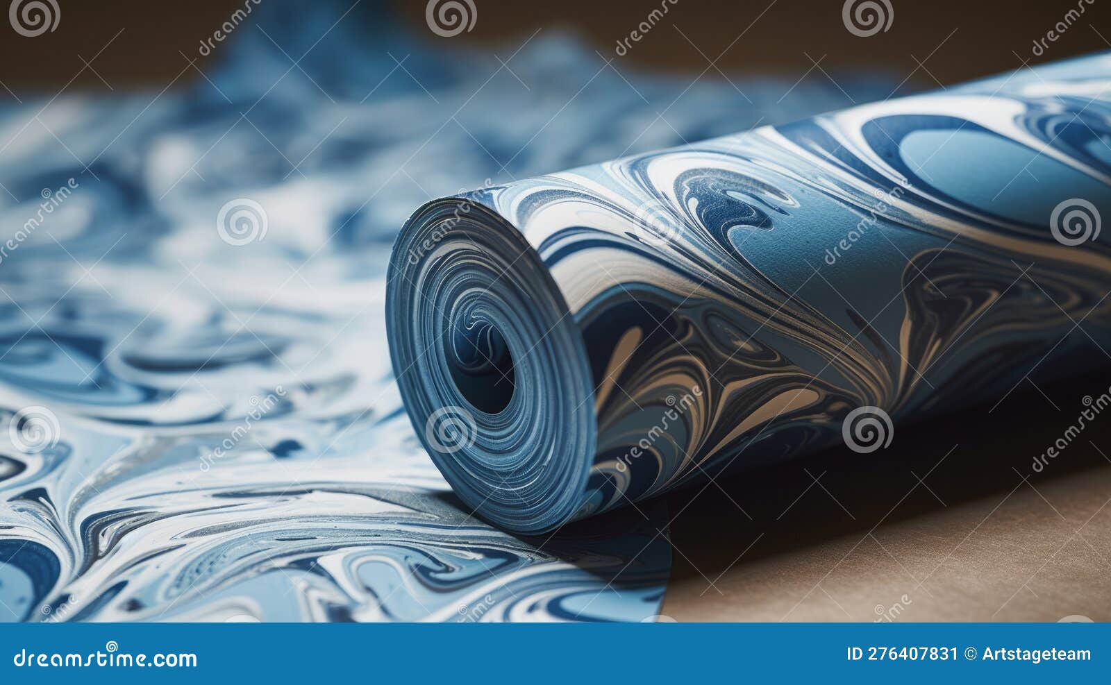 Blue Swirls Marbled Paper Design. AI Generated Stock Image - Image of ...