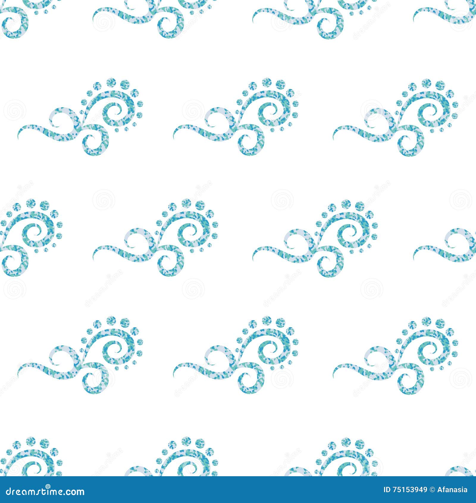 Blue Swirls Seamless Pattern. Stock Vector - Illustration of backdrop ...